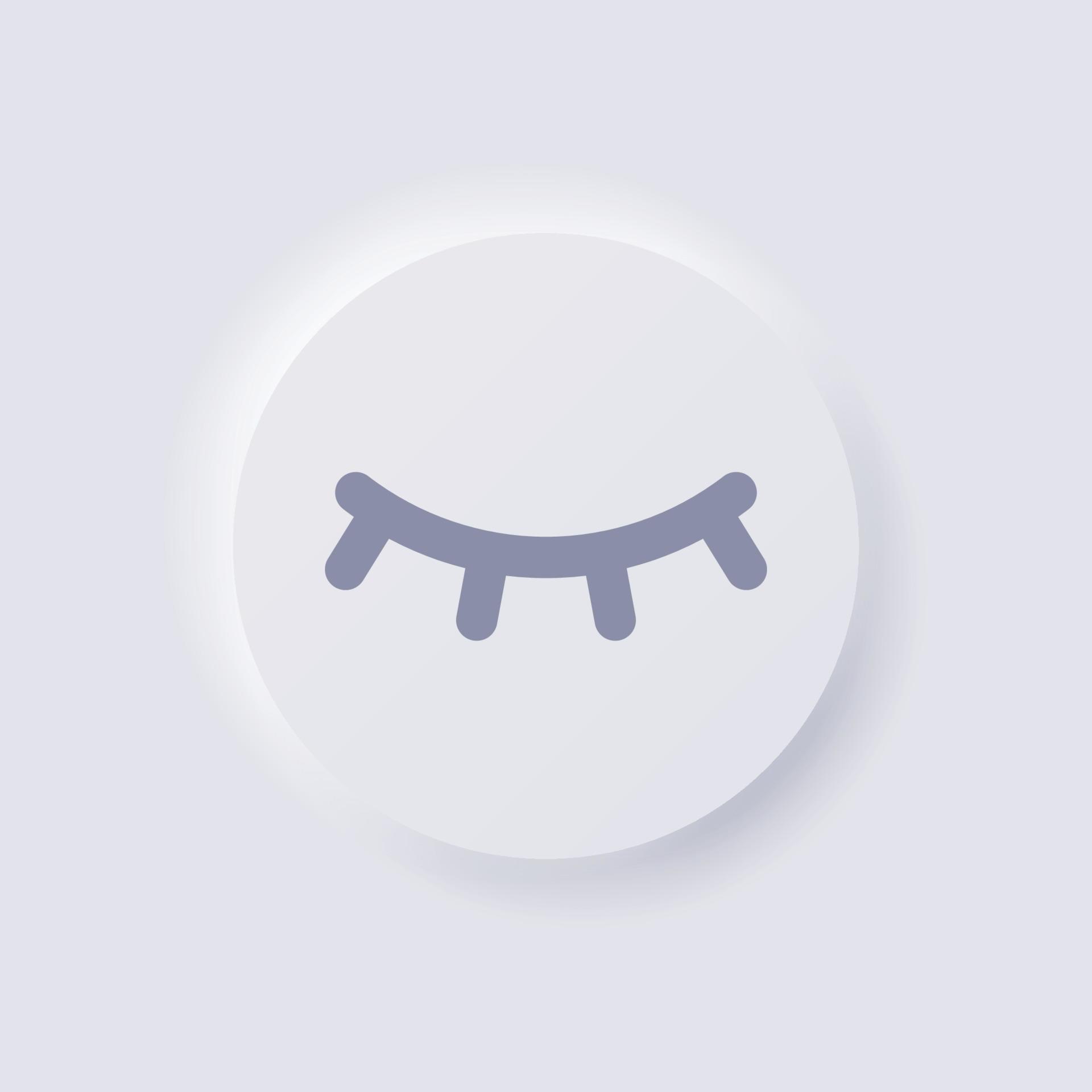 Close eye button icon, White Neumorphism soft UI Design for Web design, Application UI and more ...