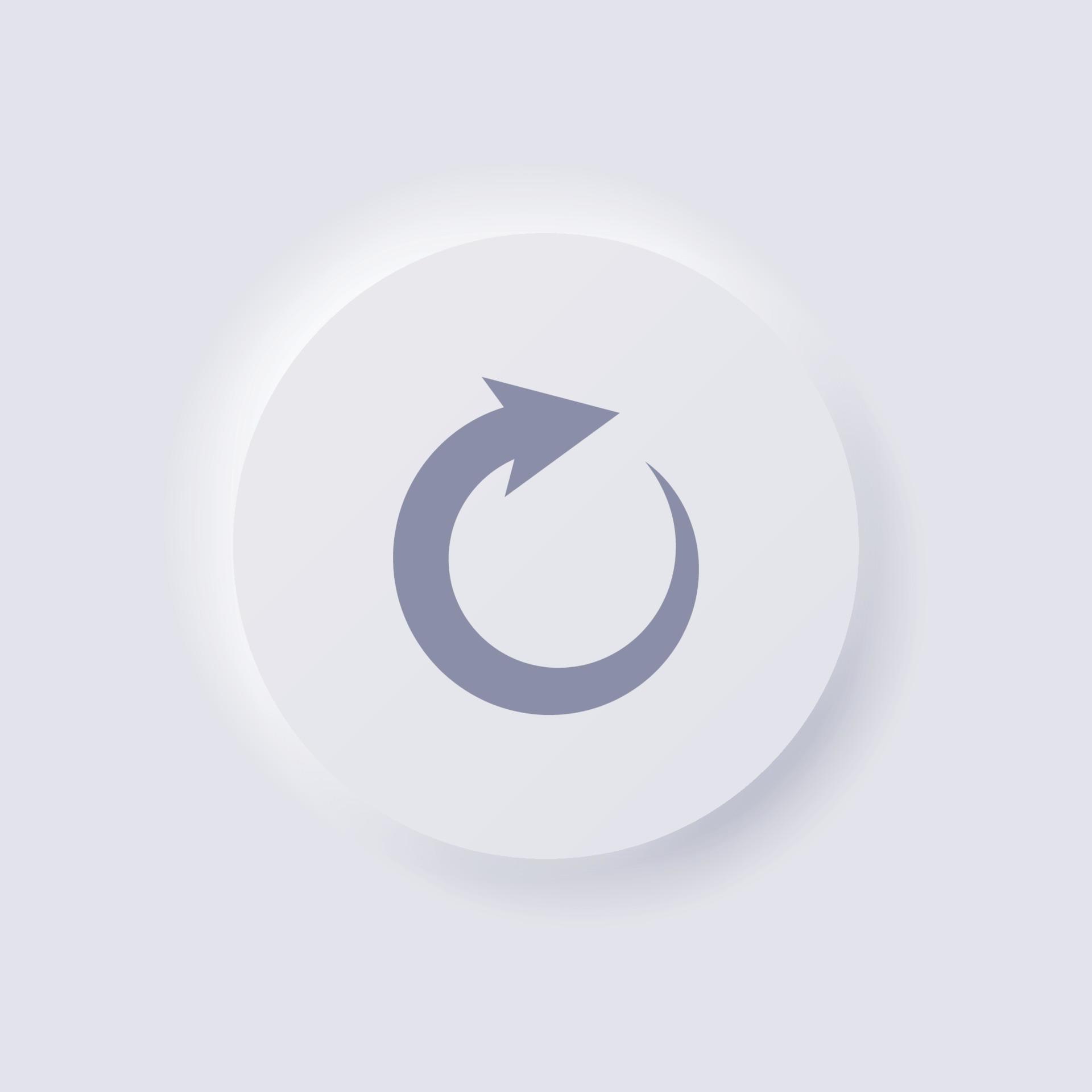 Circular arrow icon, White Neumorphism soft UI Design for Web design, Application UI and more ...