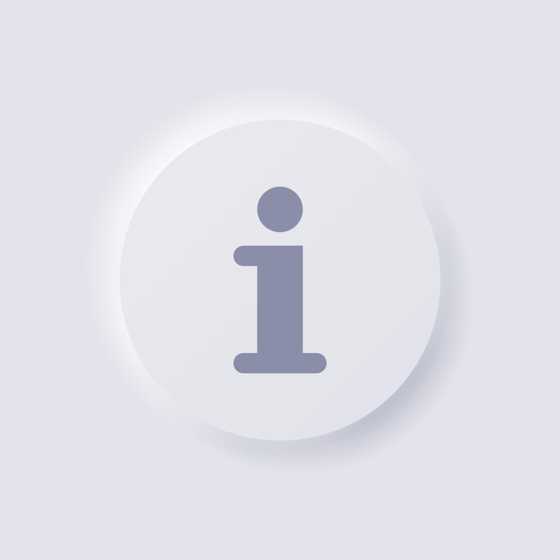 Information button icon, White Neumorphism soft UI Design for Web ...