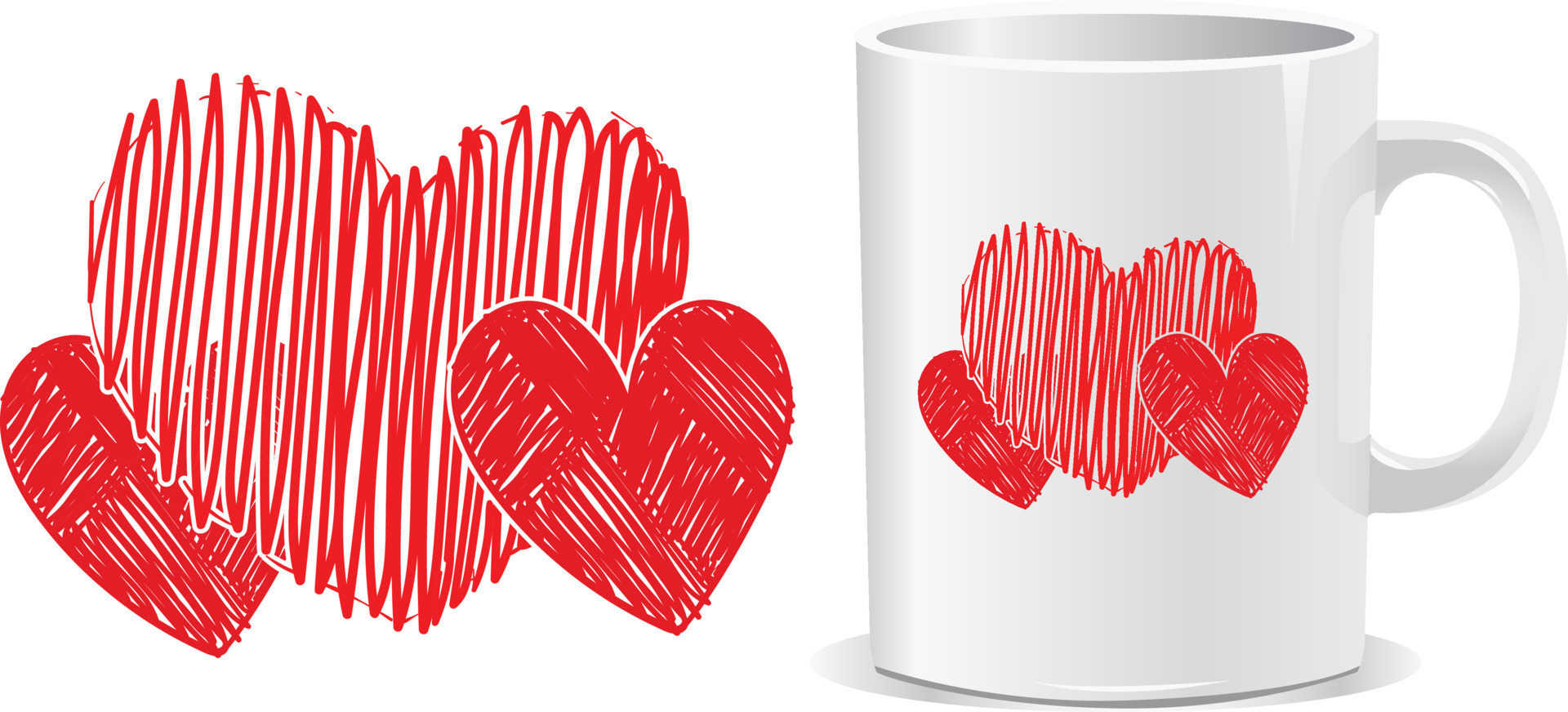 Heart happy valentine's day mug design vector 17118904 Vector Art at ...