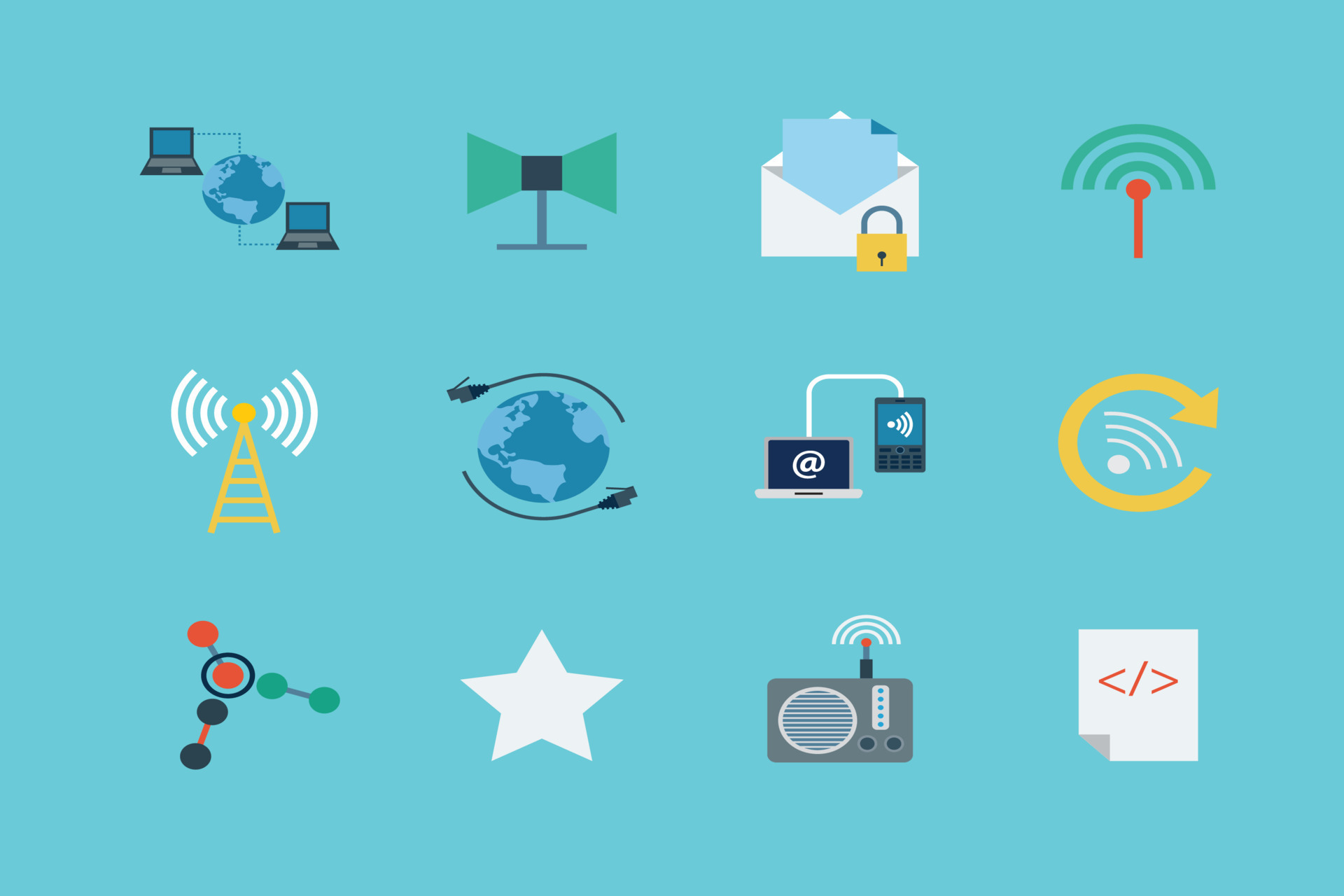 Set Of Internet Icon Flat Icon Design 17120410 Vector Art At Vecteezy