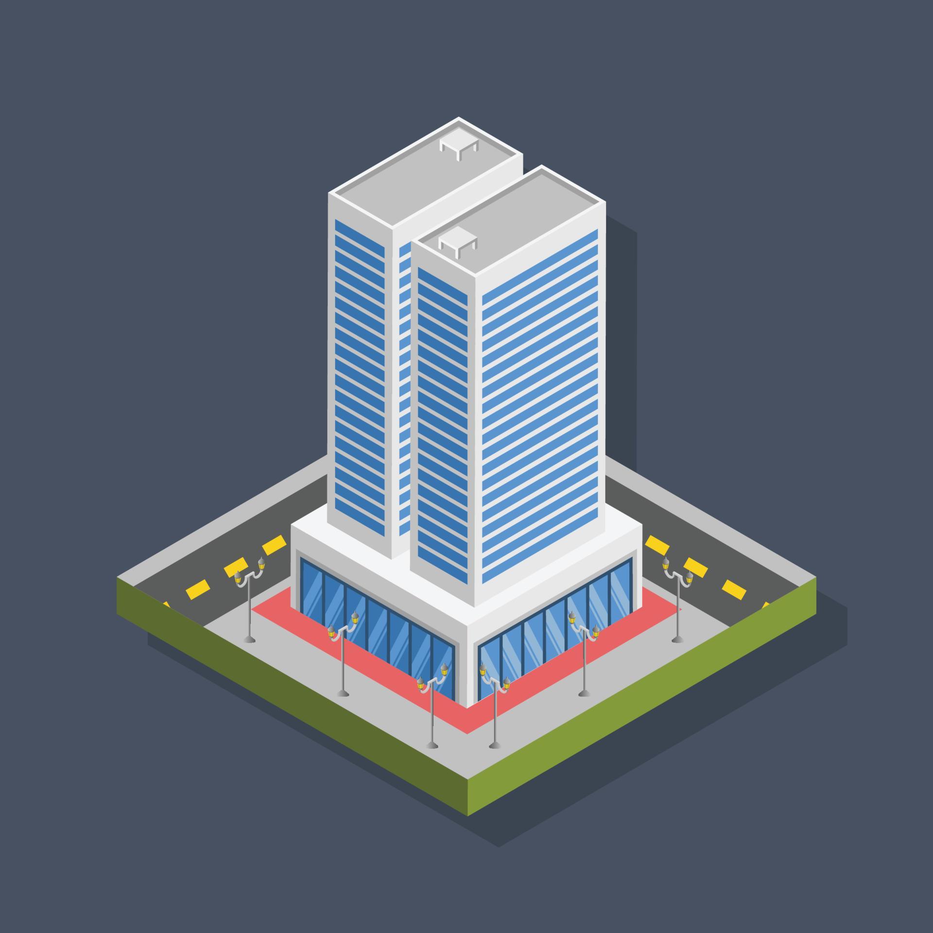 Commercial buildings - Isometric 3D illustration. 17121469 Vector Art ...