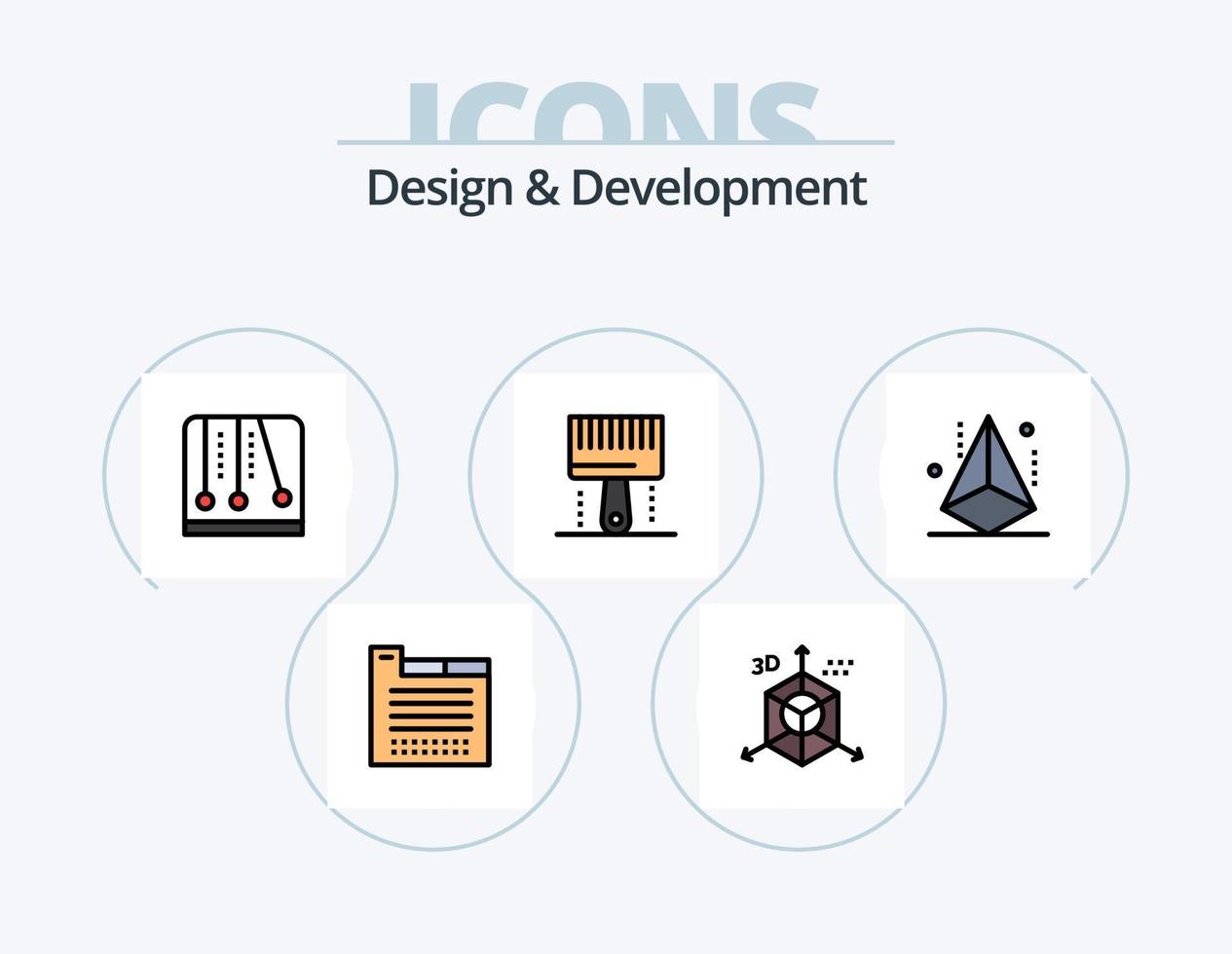 Design and Development Line Filled Icon Pack 5 Icon Design. web design. coding. round. browser ...