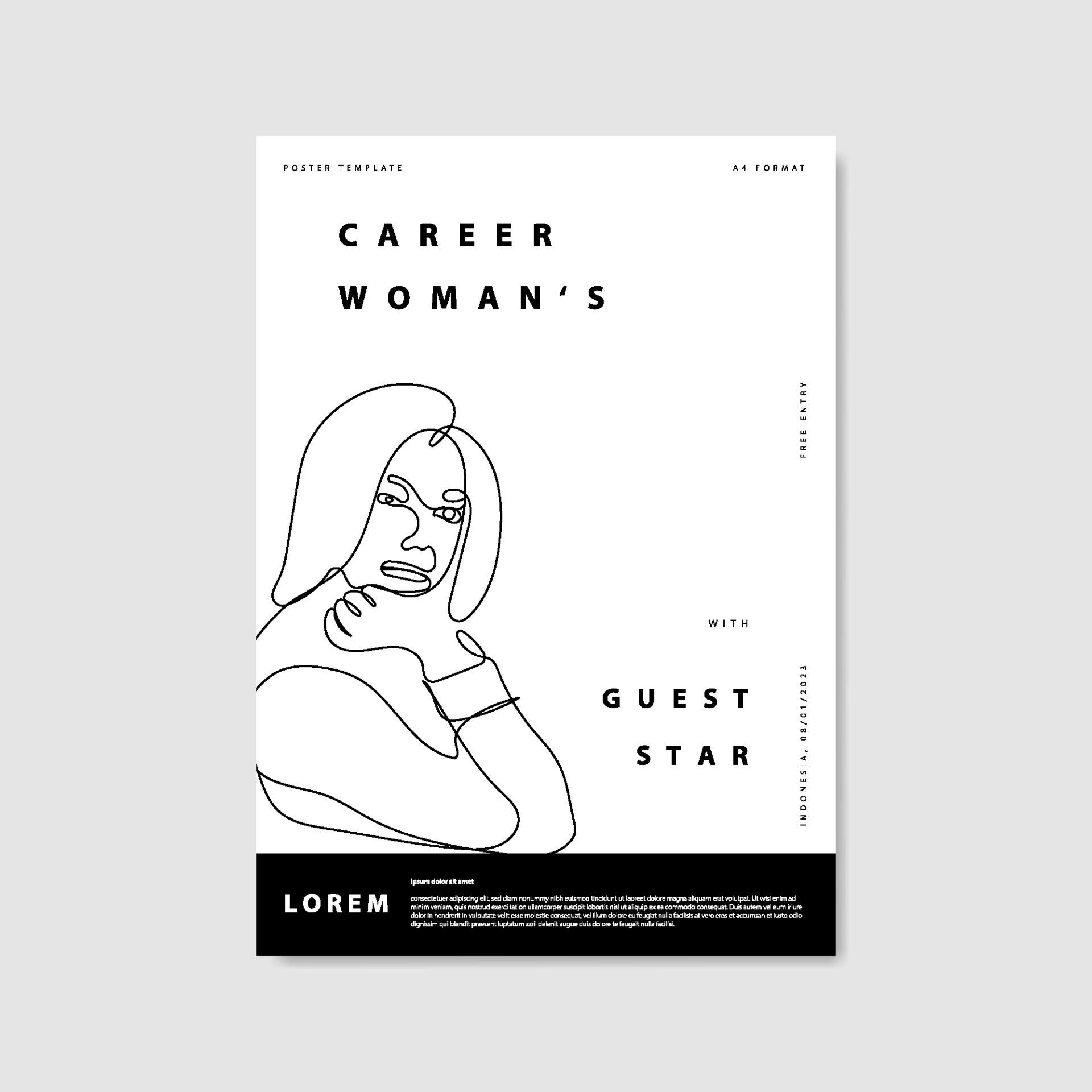 Woman Face One Line Art Cover Background Template For Annual Report