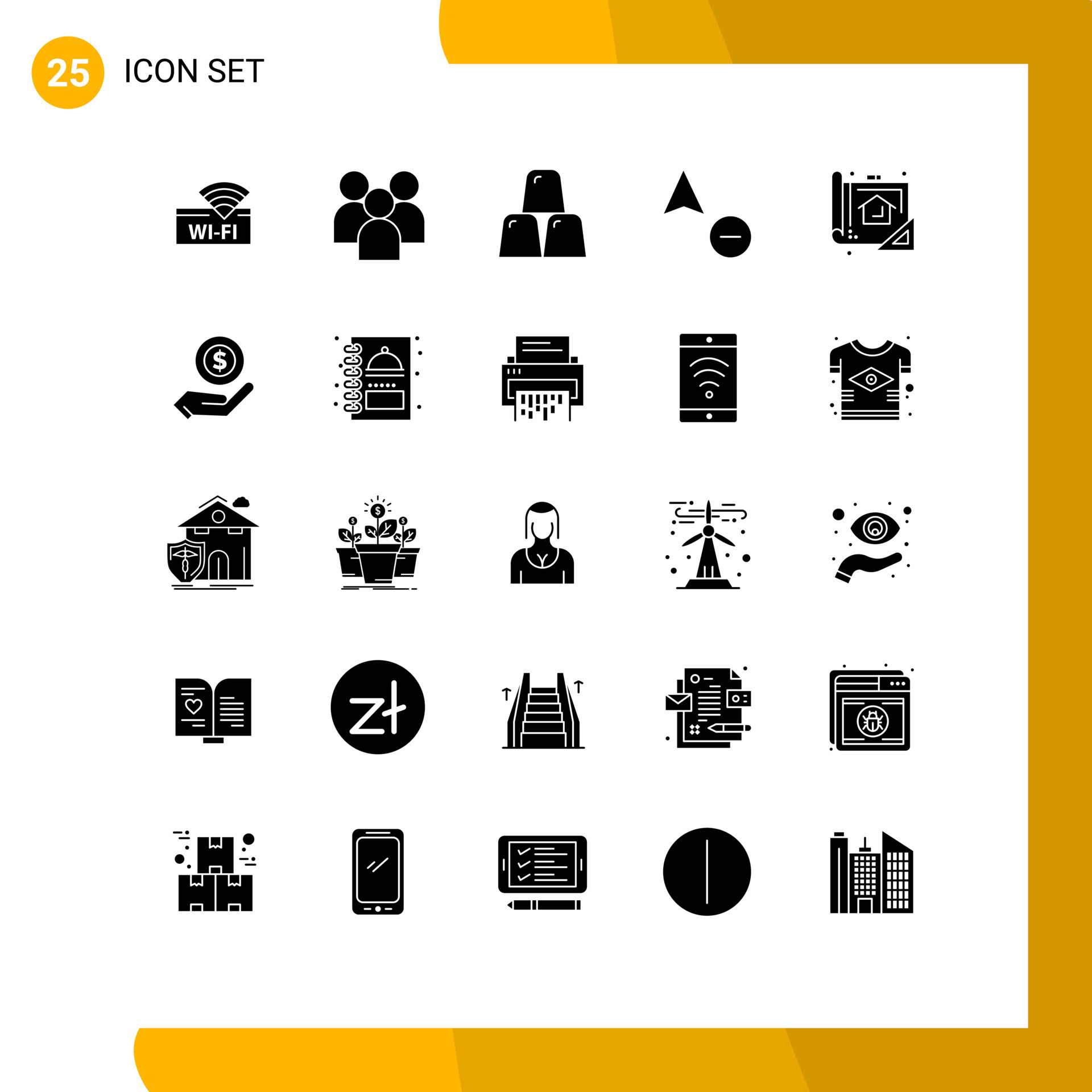 Stock Vector Icon Pack of 25 Line Signs and Symbols for blue cursor ...