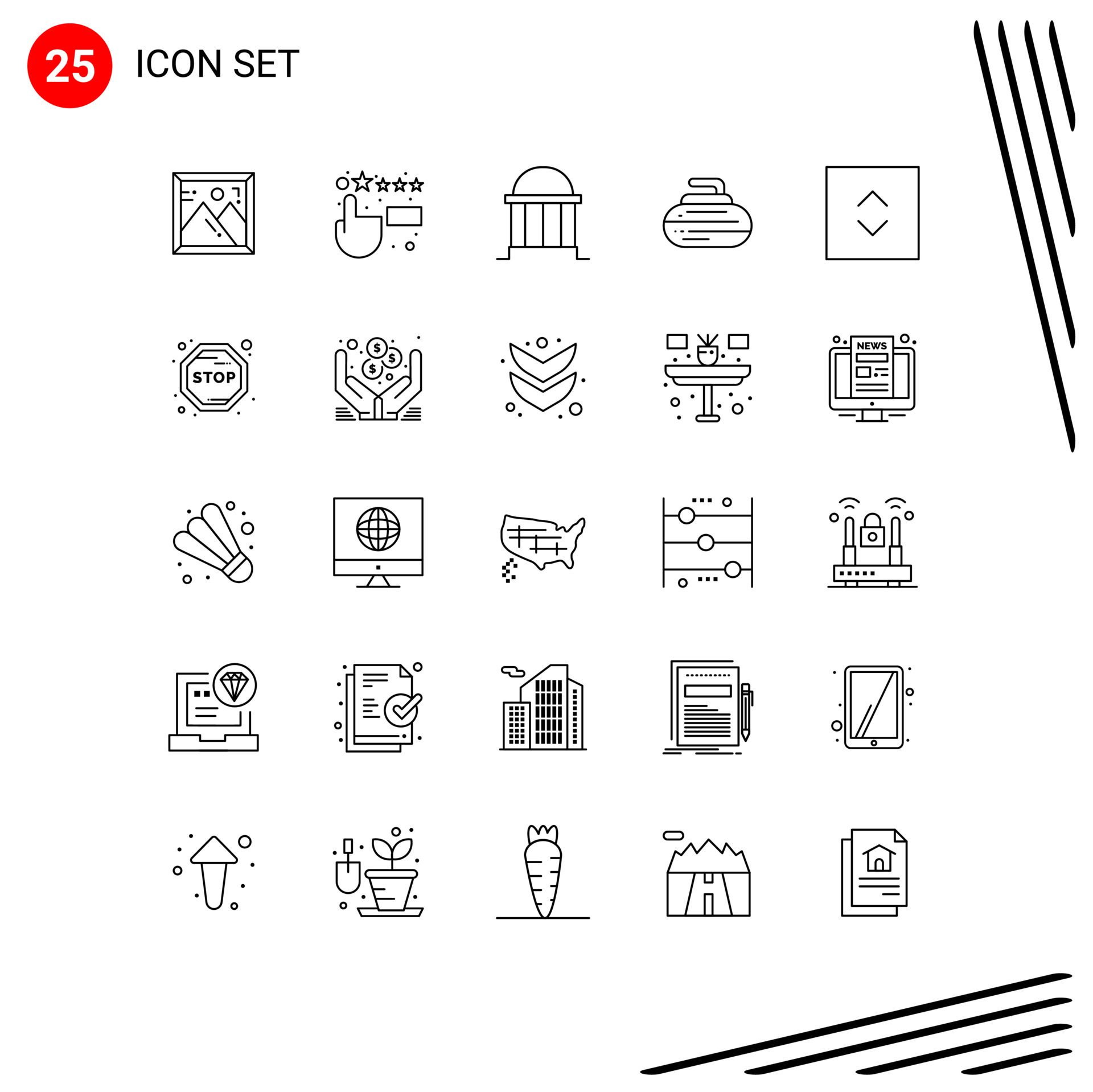 Set Of 25 Modern Ui Icons Symbols Signs For Square Arrows Building