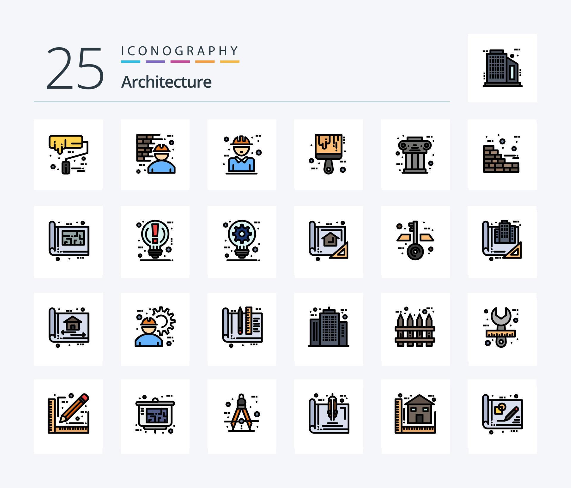 Architecture 25 Line Filled icon pack including color. paint. worker ...