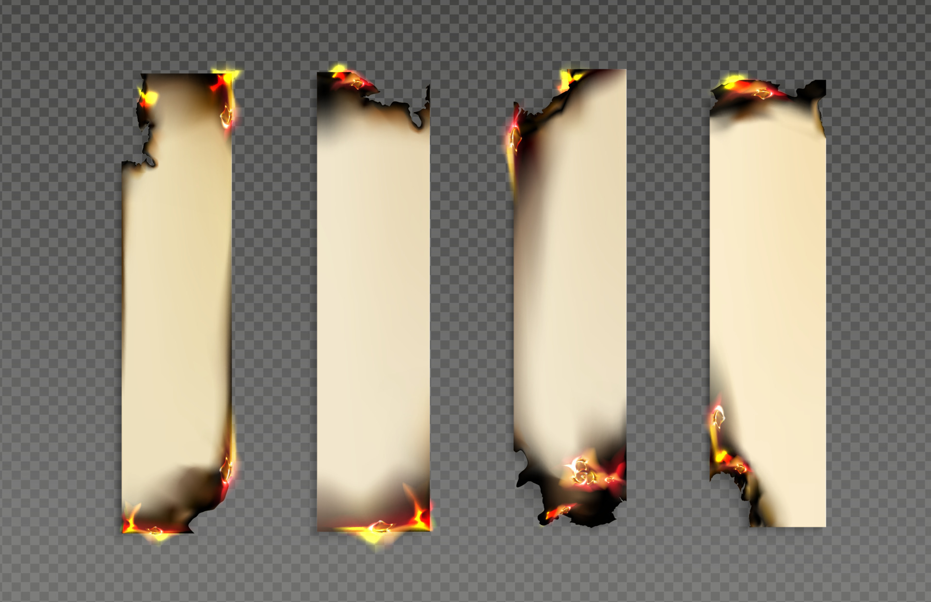 Burning paper png set isolated on transparent 17125502 Vector Art at ...
