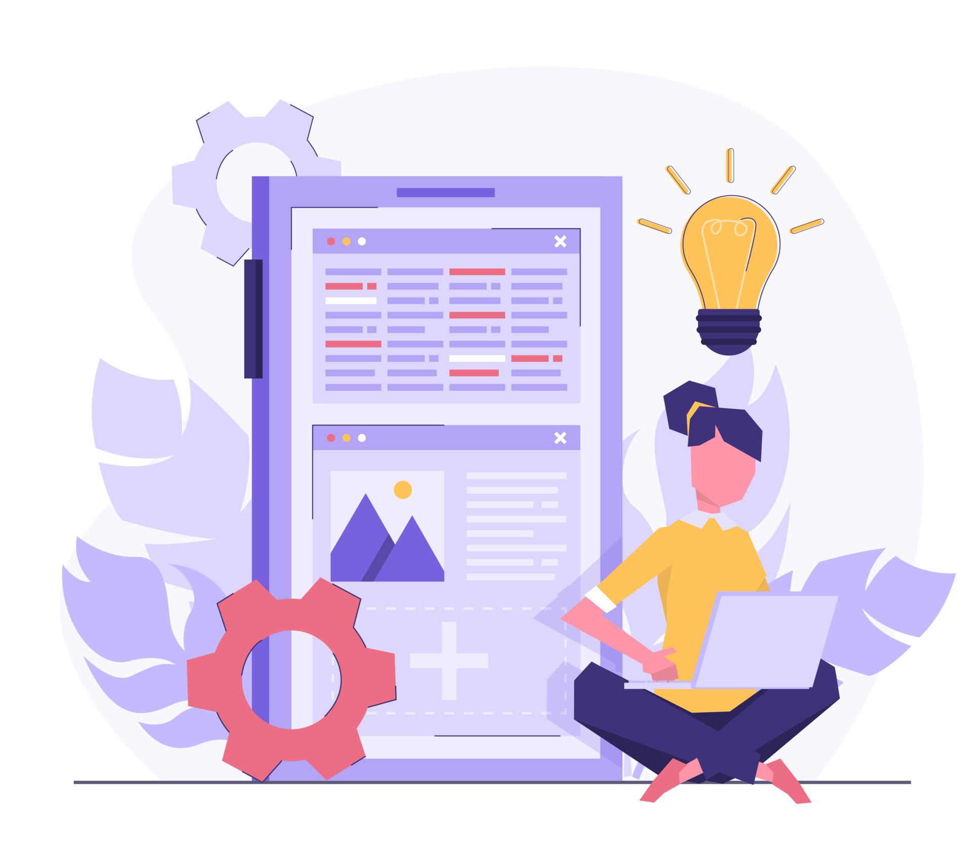 App Development A Programmer Developer Creates An Application On The