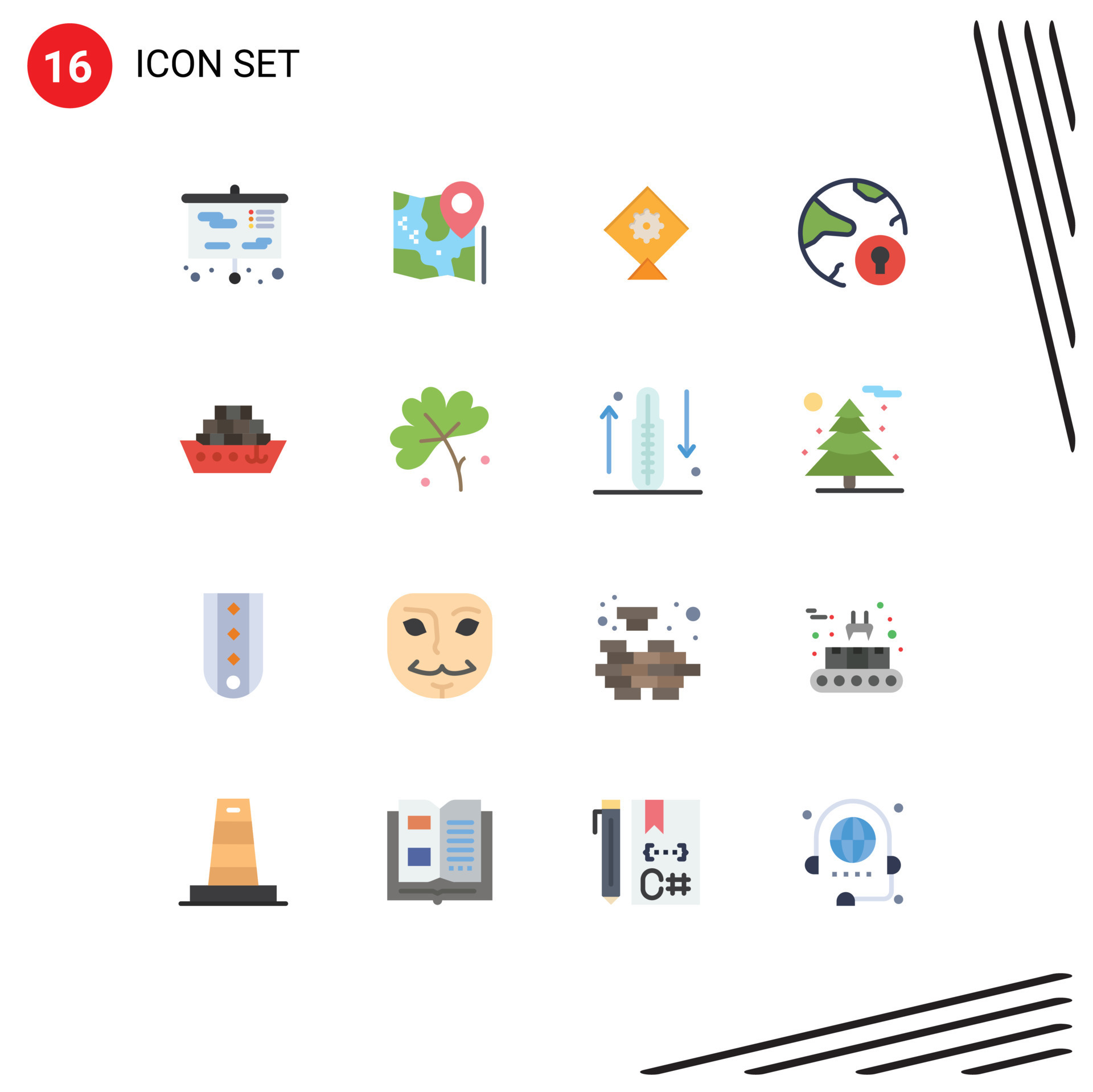 Stock Vector Icon Pack Of 16 Line Signs And Symbols For Ship Protection