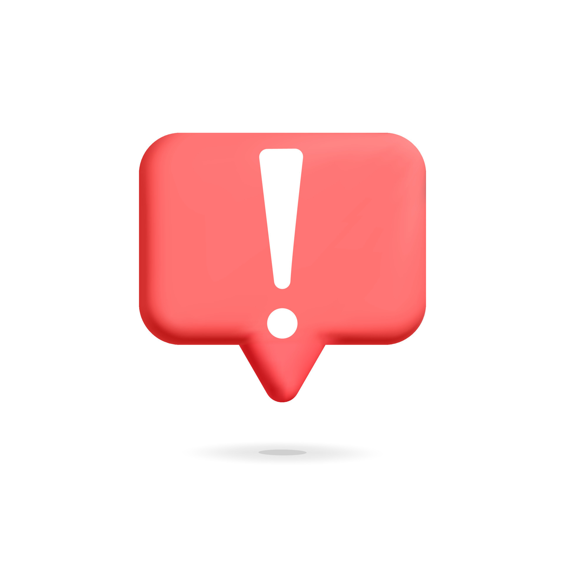 3d vector cartoon render red danger alert warning pop up speech bubble ...