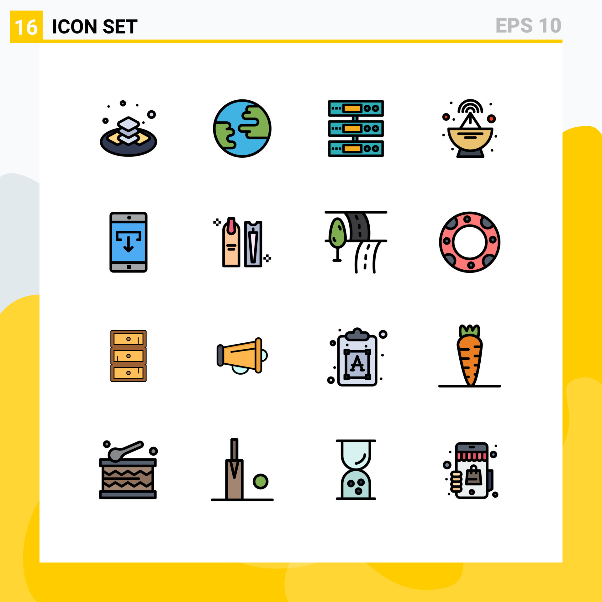 Set Of 16 Modern Ui Icons Symbols Signs For Download Application Data