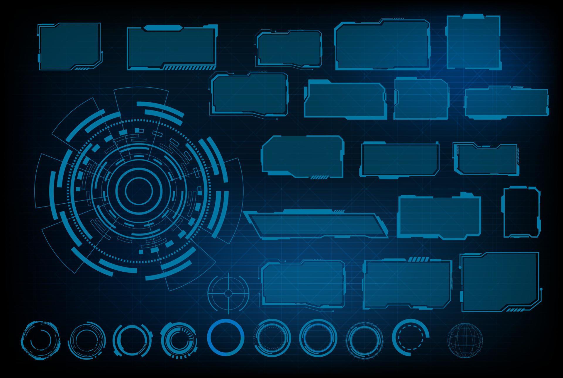 digital interface HUD elements set pack. User Interface, frame screens ...