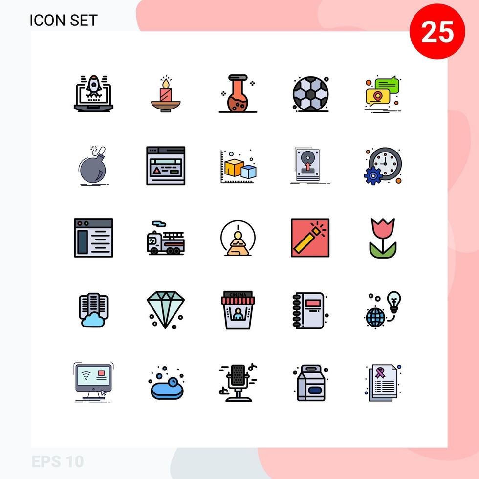 Mobile Interface Filled Line Flat Color Set Of 25 Pictograms Of Location Back To School Light