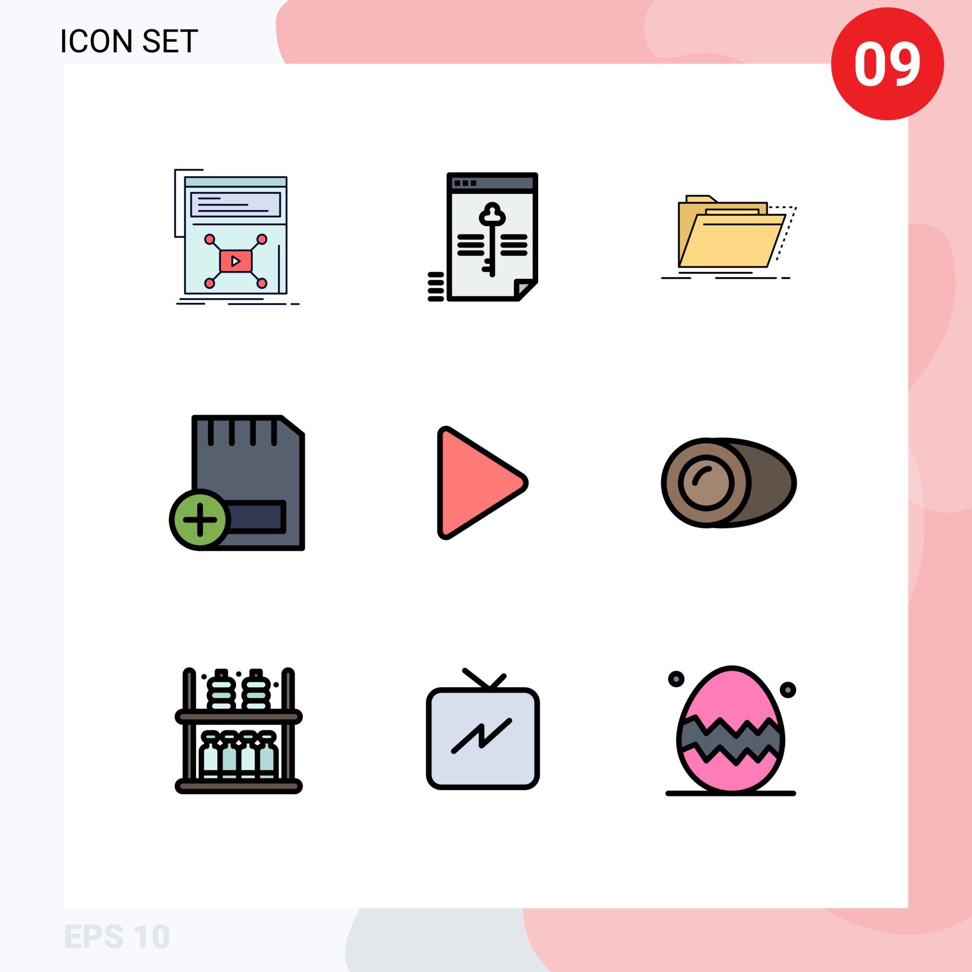 9 Creative Icons Modern Signs And Symbols Of Computers Add Key Folder Directory Editable Vector