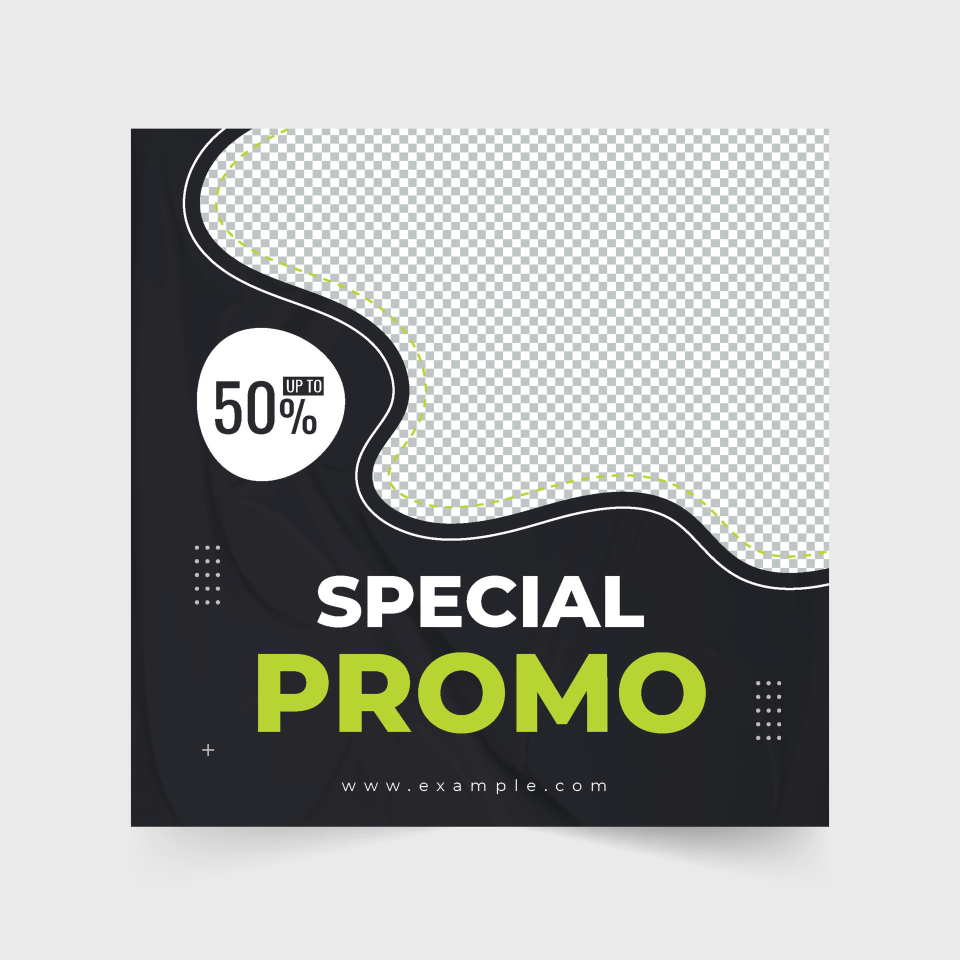 Special restaurant discount template design with white and green colors on dark backgrounds ...
