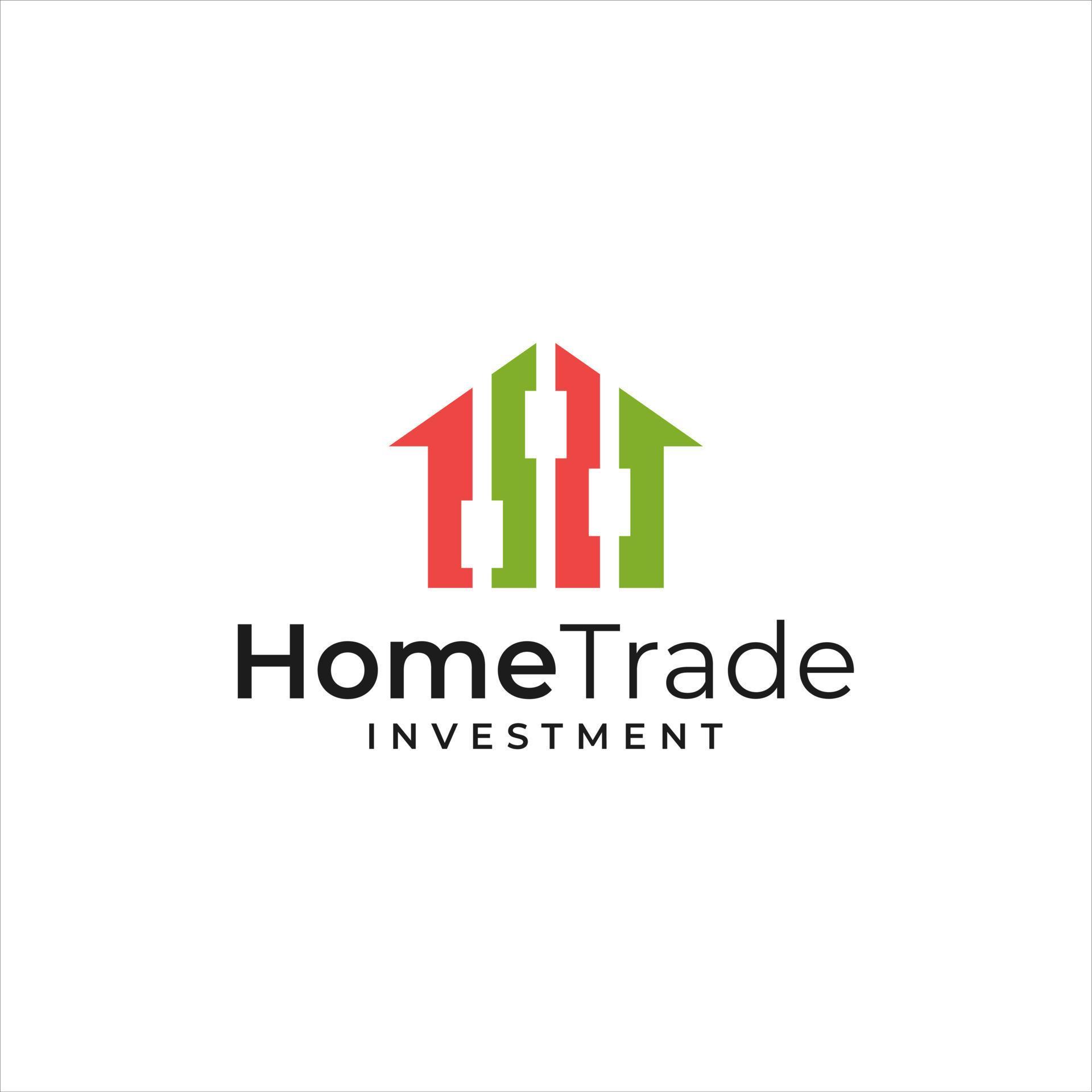 logo inspiration that combines the shape of a house and the shape of an investment and trade ...
