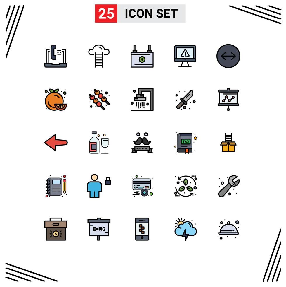 Editable Vector Line Pack Of 25 Simple Filled Line Flat Colors Of Security Information Interface
