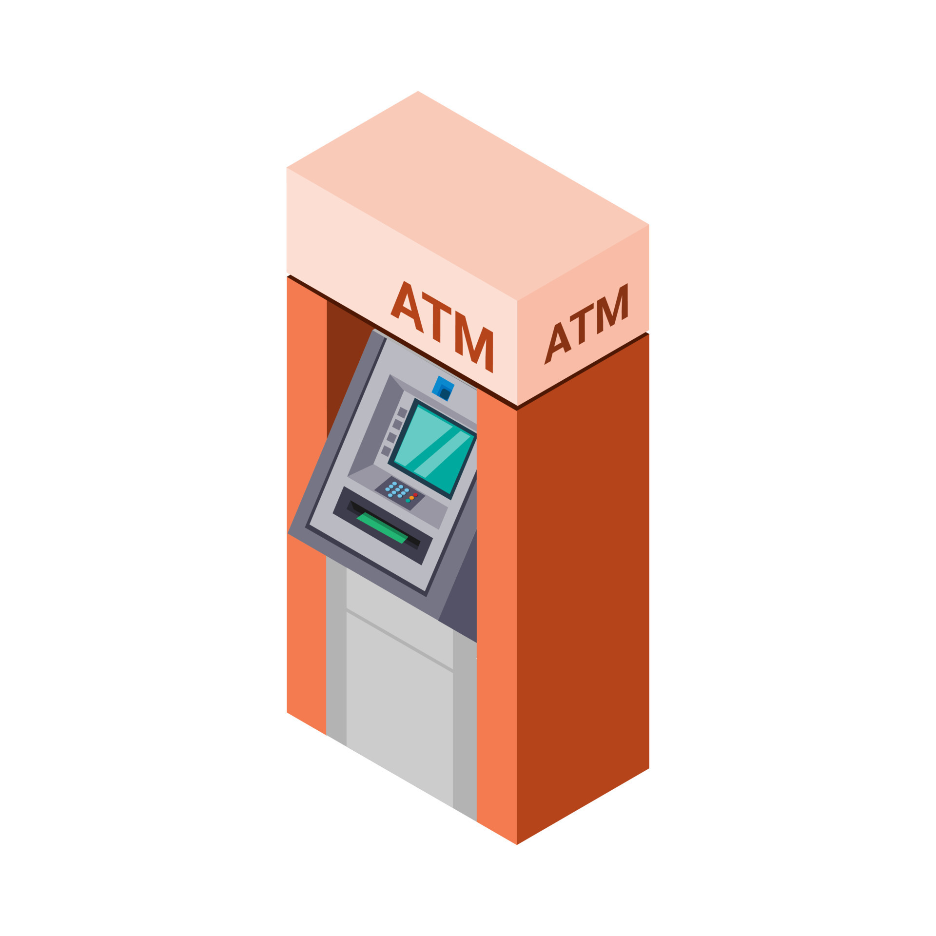 Atm machine in public area symbol isometric illustration vector ...