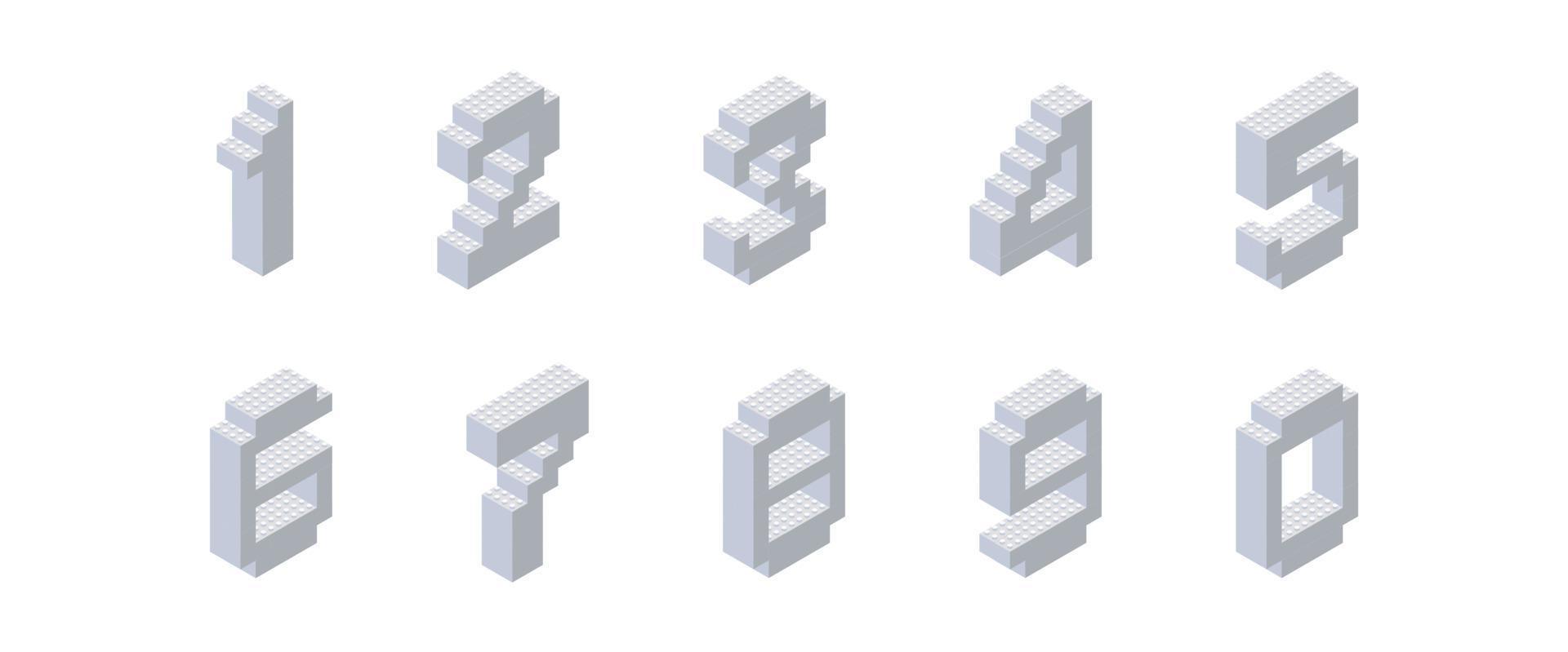 Isometric numbers composed of gray blocks on a white background. For ...