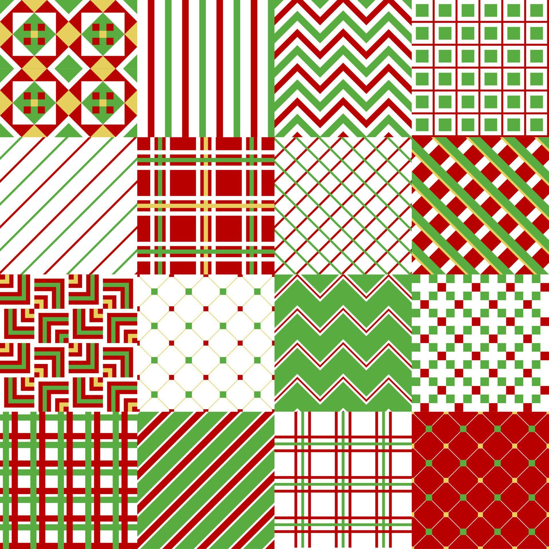 Set of 16 colored traditional Christmas patterns. Vector illustration ...