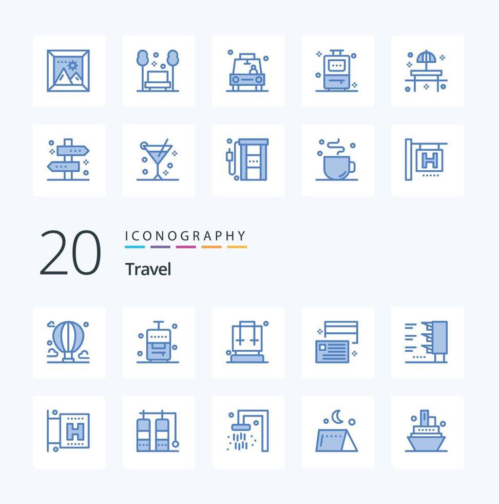 20 Travel Blue Color Icon Pack Like Money Cash Vacation Card Travel