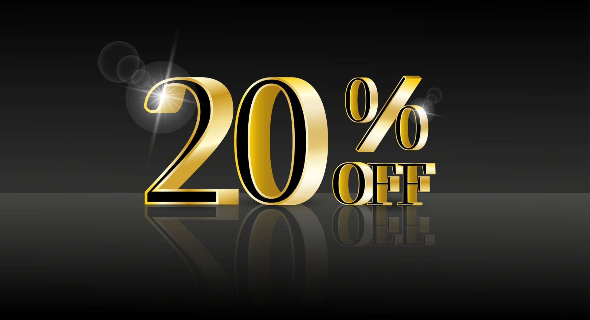 20percent off.Trendy 3d design template with black banner for marketing advertising design ...