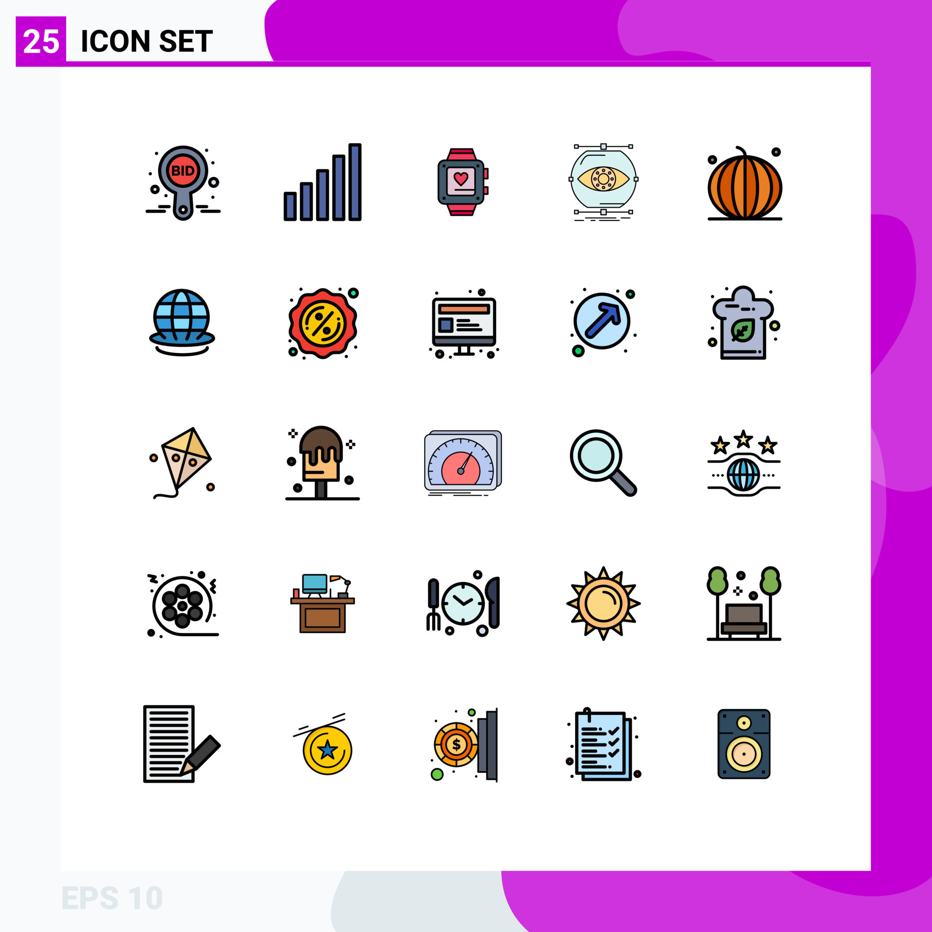 25 User Interface Filled Line Flat Color Pack Of Modern Signs And Symbols Of Fruit Monitoring