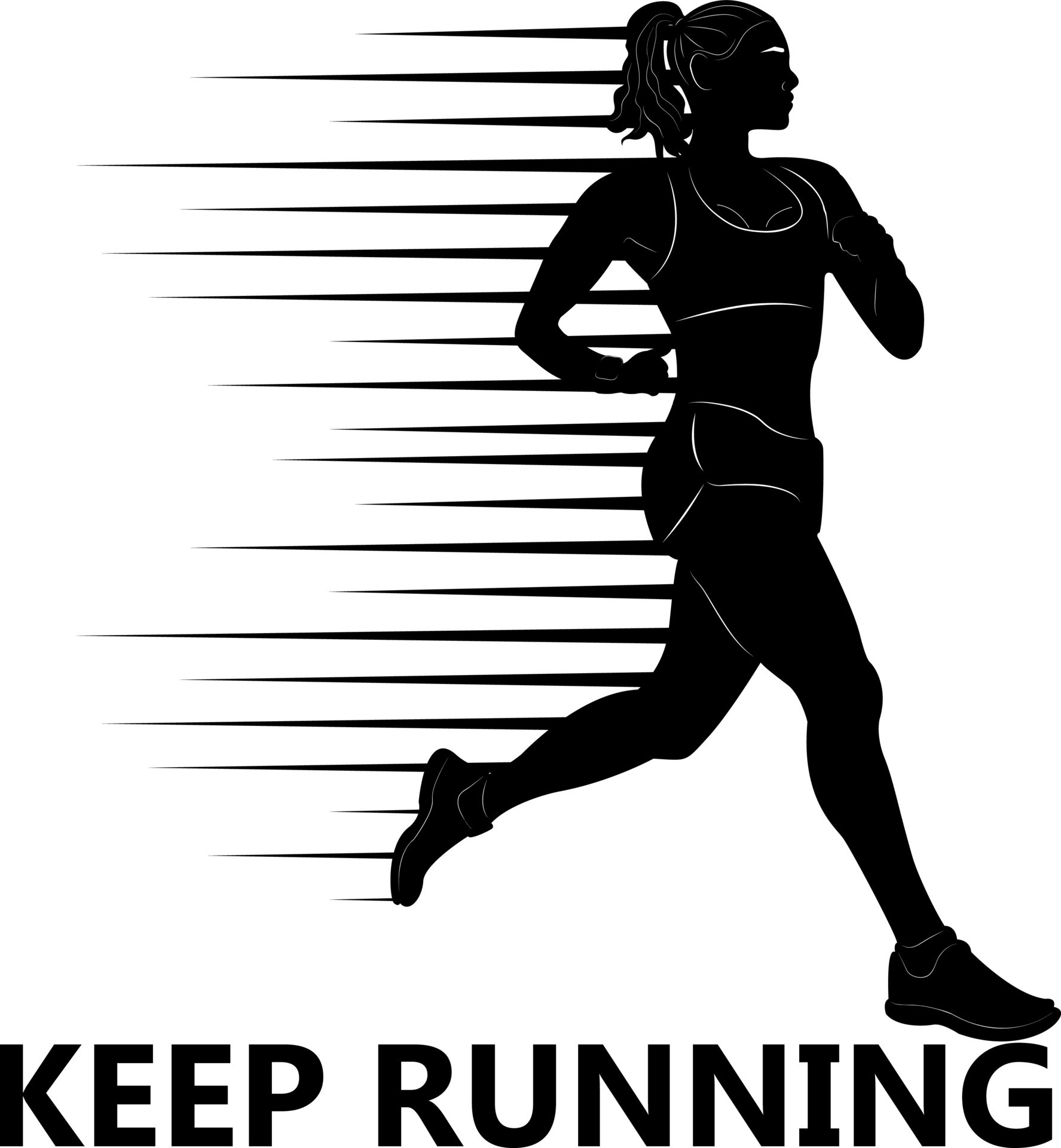 Kind of sport. Athlete. Running sprint girl. Silhouette of a running ...