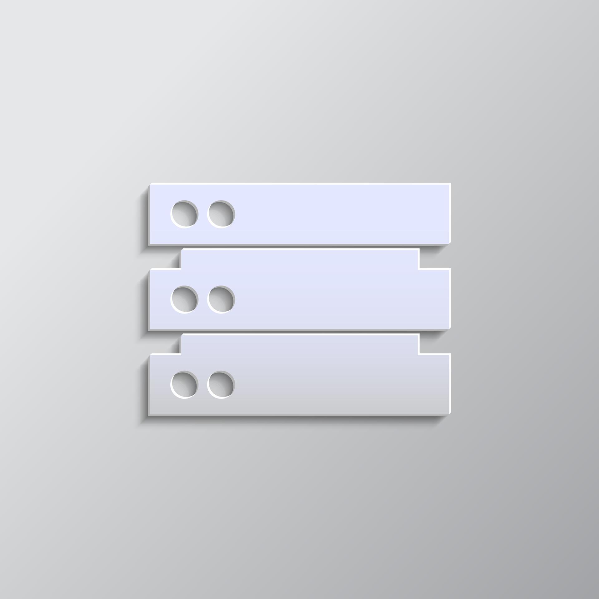 Database Server Paper Style Icon Grey Color Vector Background Paper Style Vector Icon