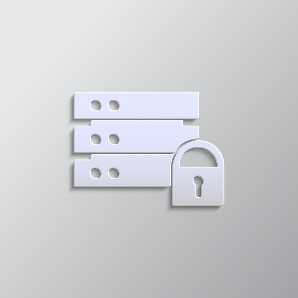 Database Server Clock Paper Style Icon Grey Color Vector Background Paper Style Vector Icon