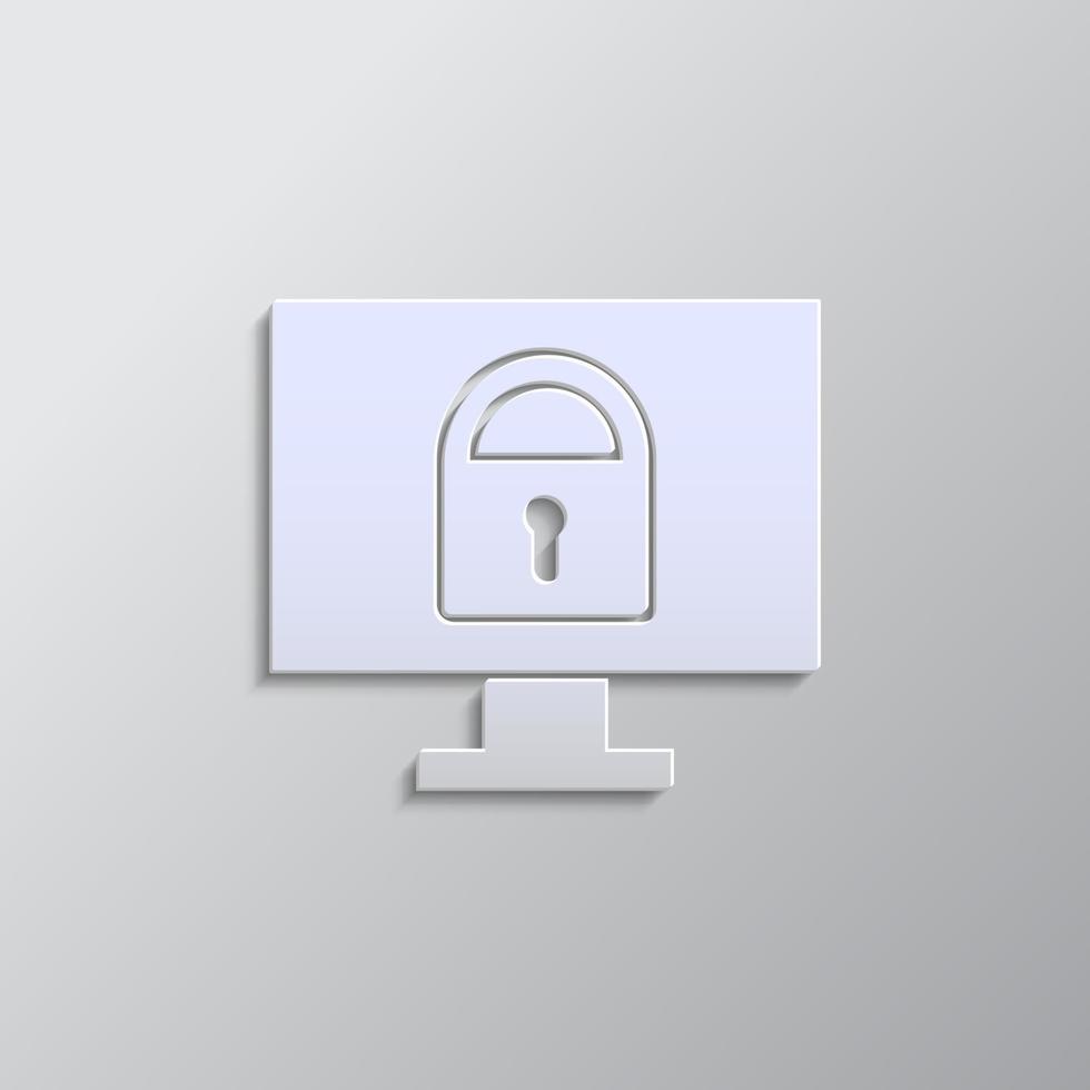 Database Server Clock Monitor Paper Style Icon Grey Color Vector Background Paper Style