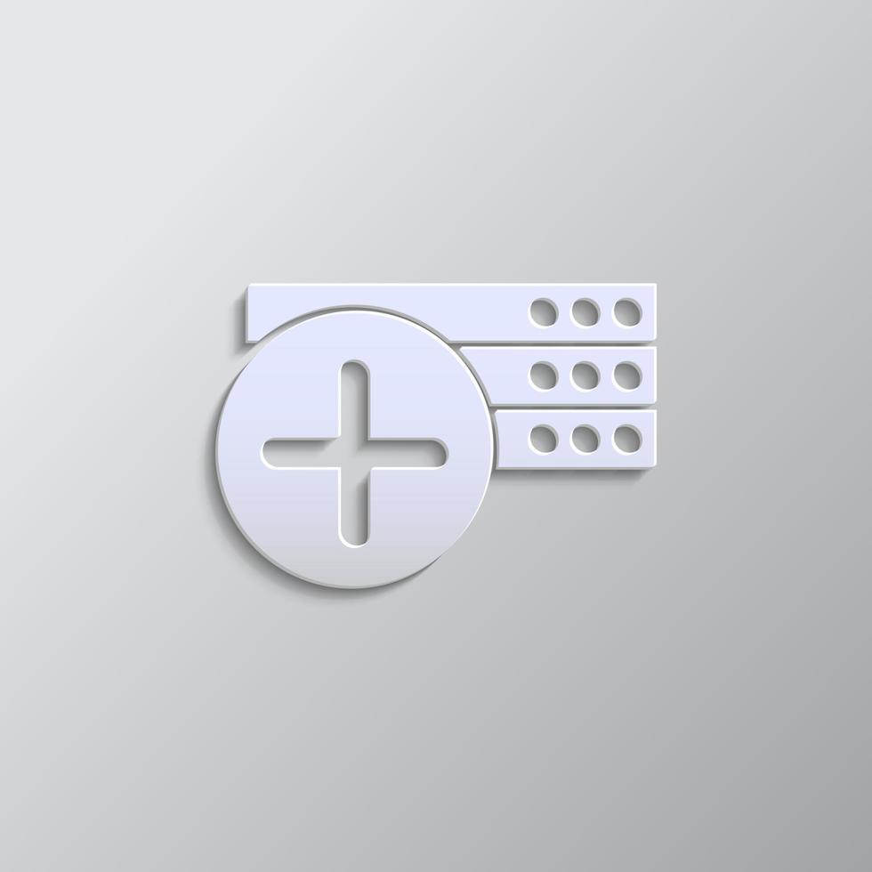 Database Server Paper Style Icon Grey Color Vector Background Paper Style Vector Icon