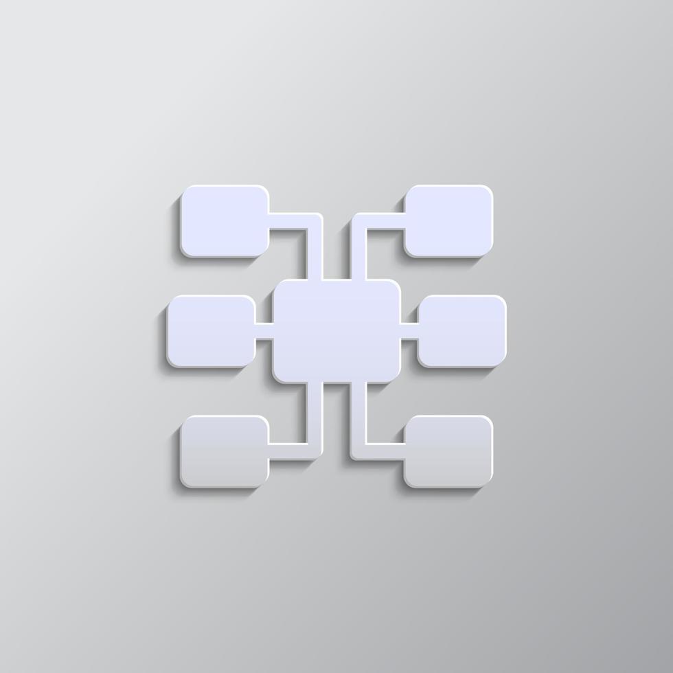 Database Server Sitemap Paper Style Icon Grey Color Vector Background Paper Style Vector