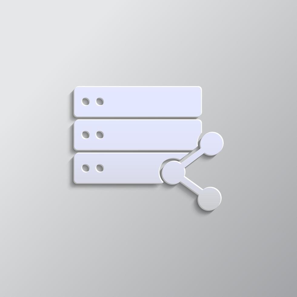 Database Server Share Paper Style Icon Grey Color Vector Background Paper Style Vector Icon