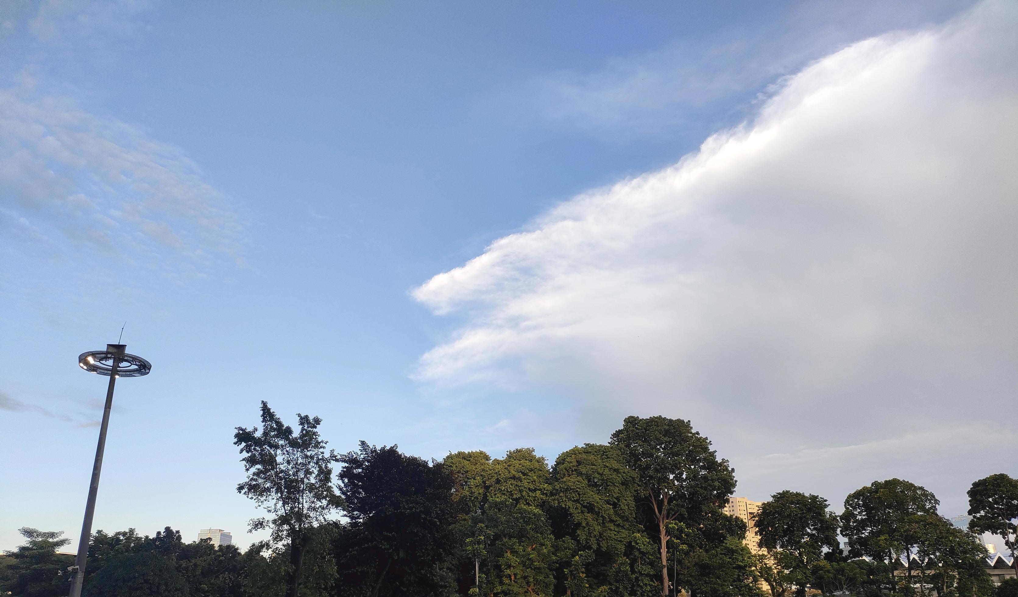 Jakarta, Indonesia - January 7th, 2023 - Beautiful blue afternoon sky at Gelora Bung Karno ...