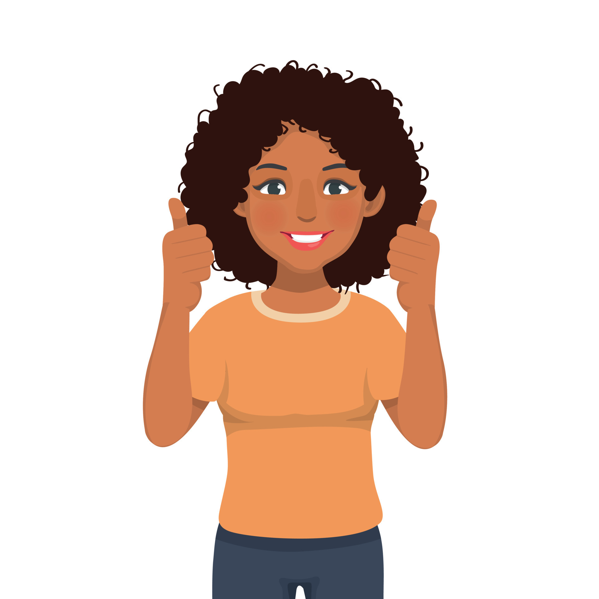 Happy Young African Woman Showing Thumb Up Gestures 17155392 Vector Art At Vecteezy