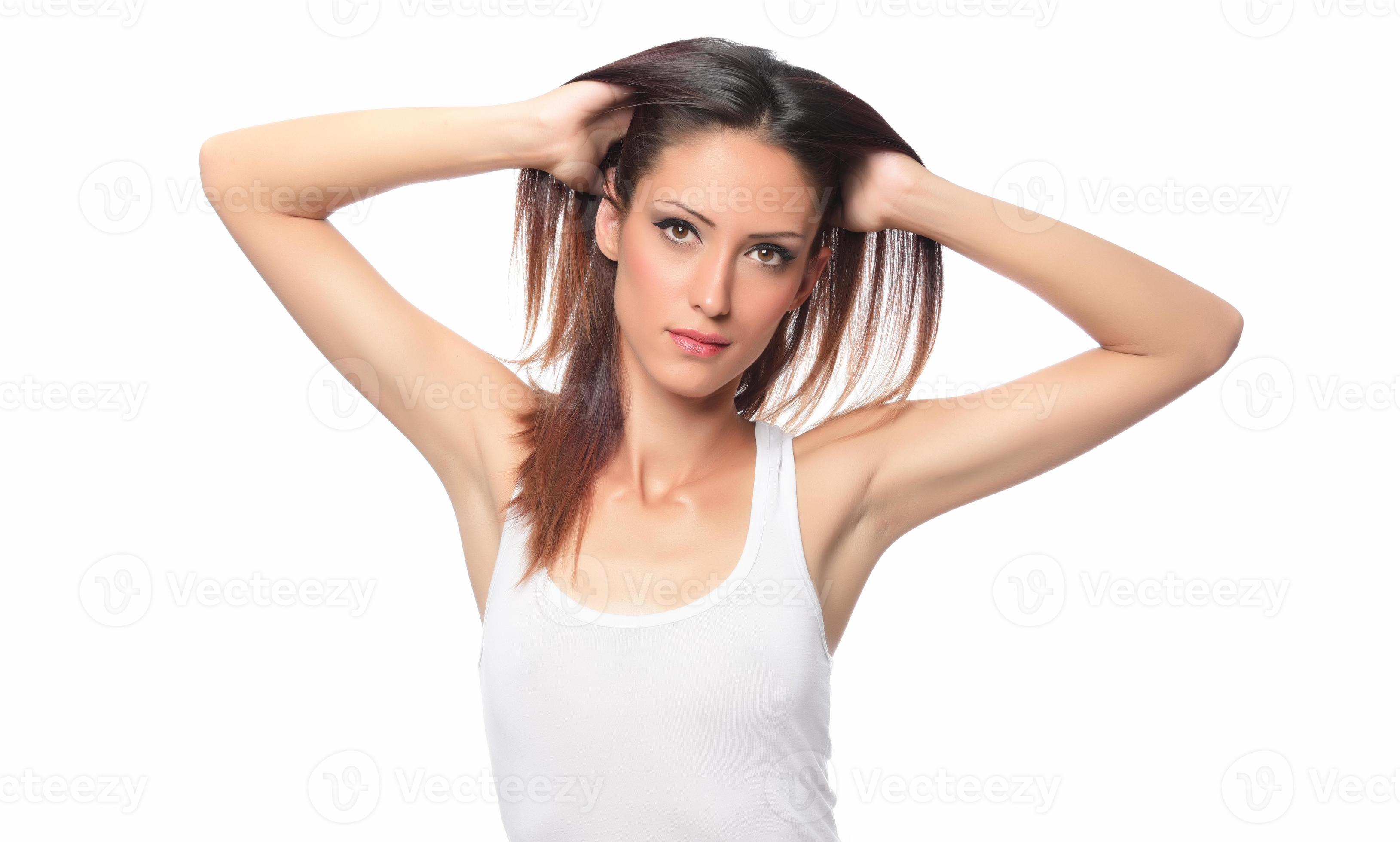 Sad tired young woman touching forehead having headache migraine or ...