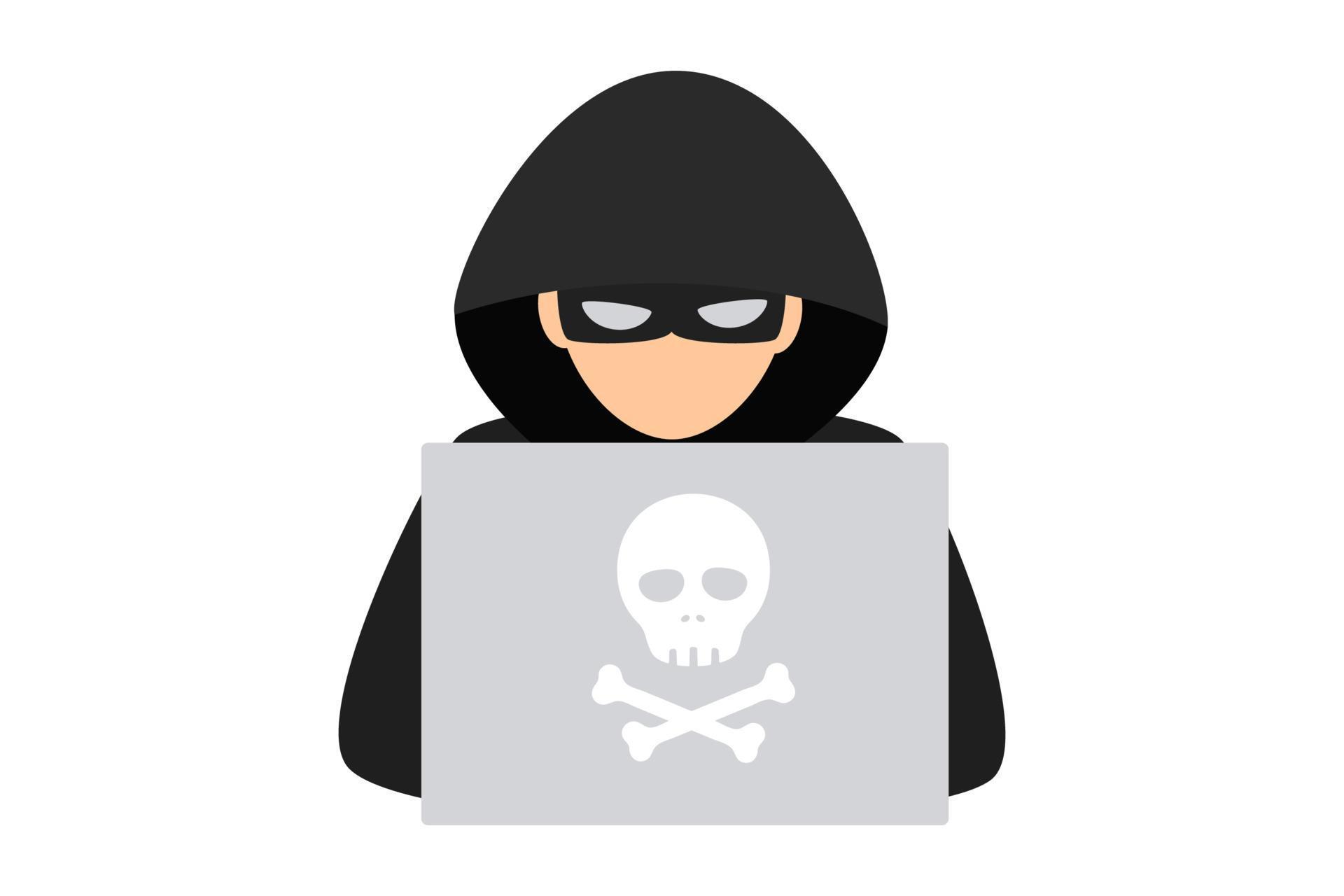 Hacker logo template. Symbol of digital thief with laptop. Hacker icon. 17156331 Vector Art at ...