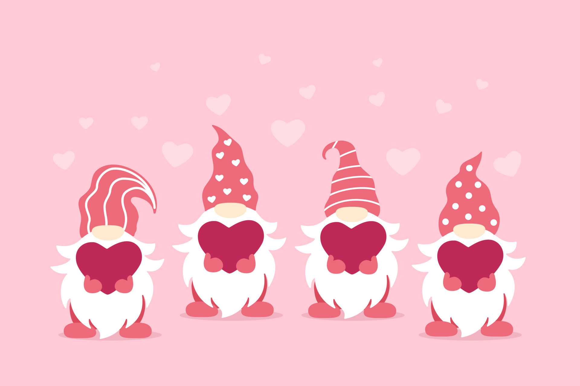 Cute Valentine Gnome with heart. Valentines day design. Vector ...