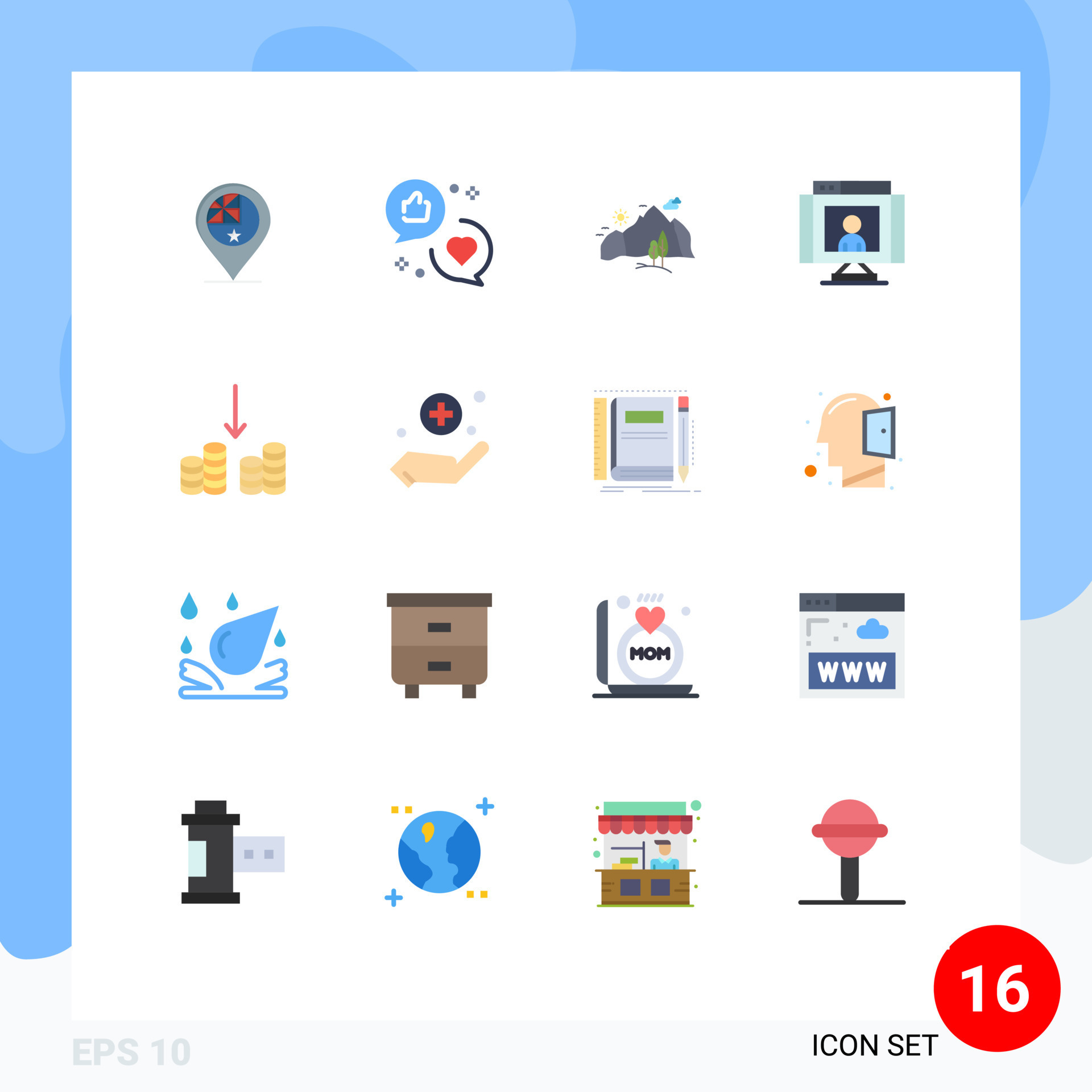 Stock Vector Icon Pack Of 16 Line Signs And Symbols For Technology Call