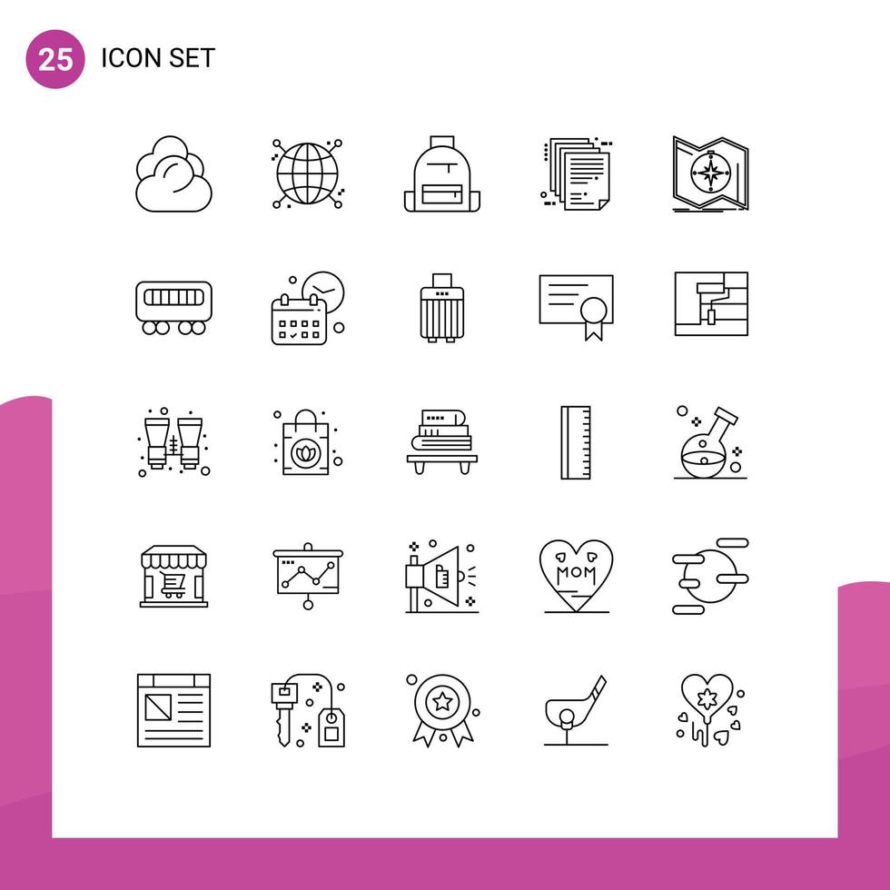 User Interface Pack Of 25 Basic Lines Of Paper Enterprise Architecture Backpack Document School