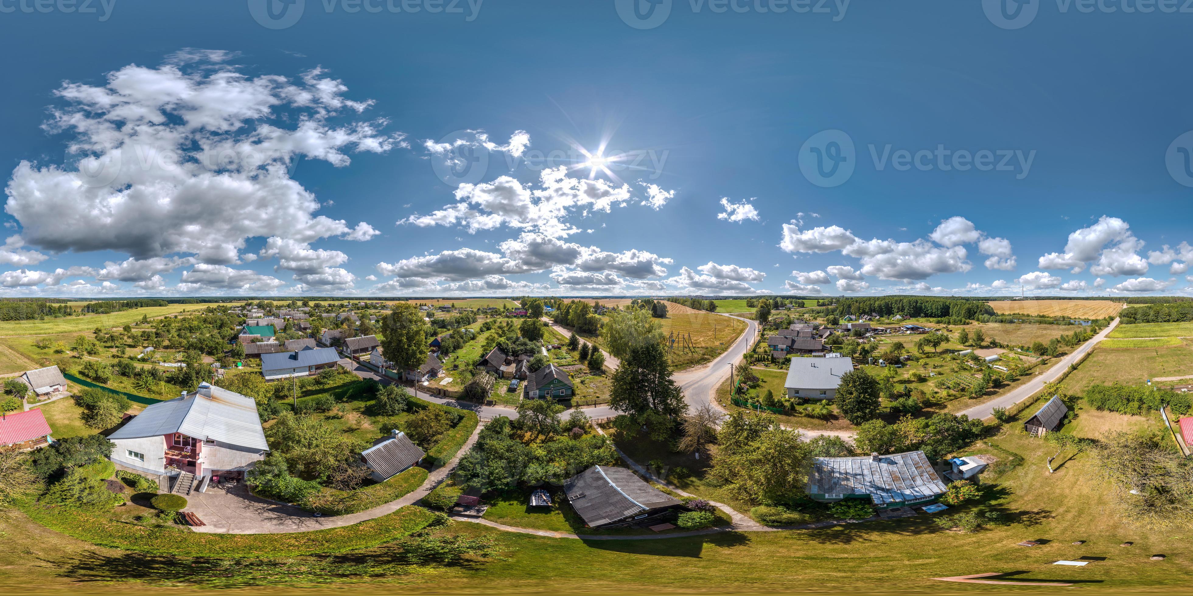 aerial full seamless spherical hdri 360 panorama view above green ...