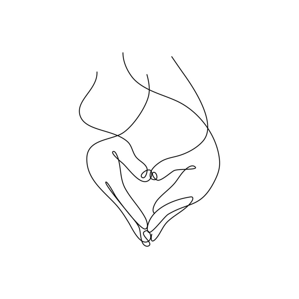 Heart Shaped Hand Draw One Continuous Line. Valentines day concept. Love Minimalist Contour Art ...