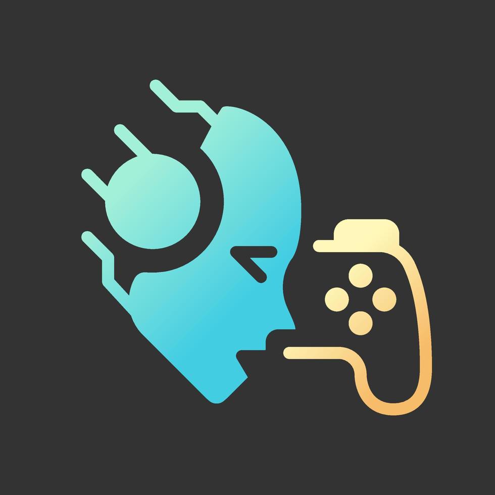 AI play games gradient glyph icon with lineart for dark theme. Deep ... AI play games gradient glyph icon with lineart for dark theme. Deep ...