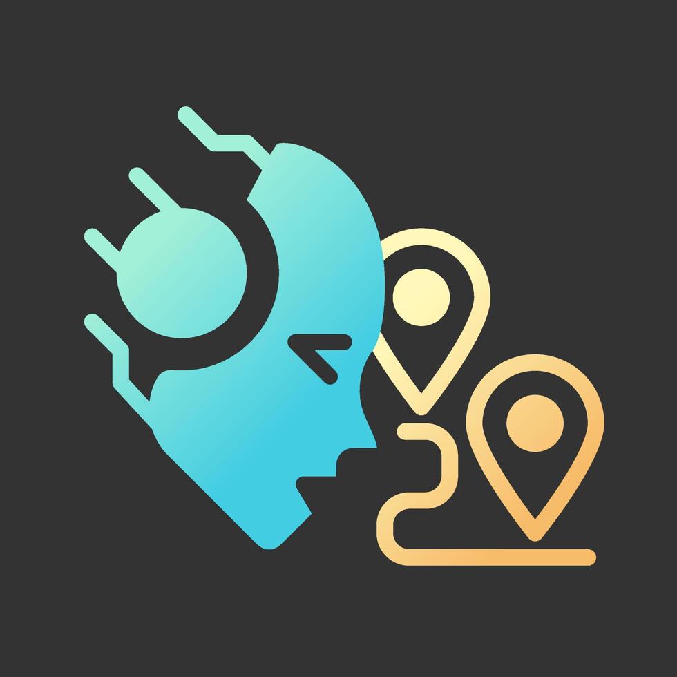 AI guides gradient glyph icon with lineart for dark theme. Trip ... AI guides gradient glyph icon with lineart for dark theme. Trip ...