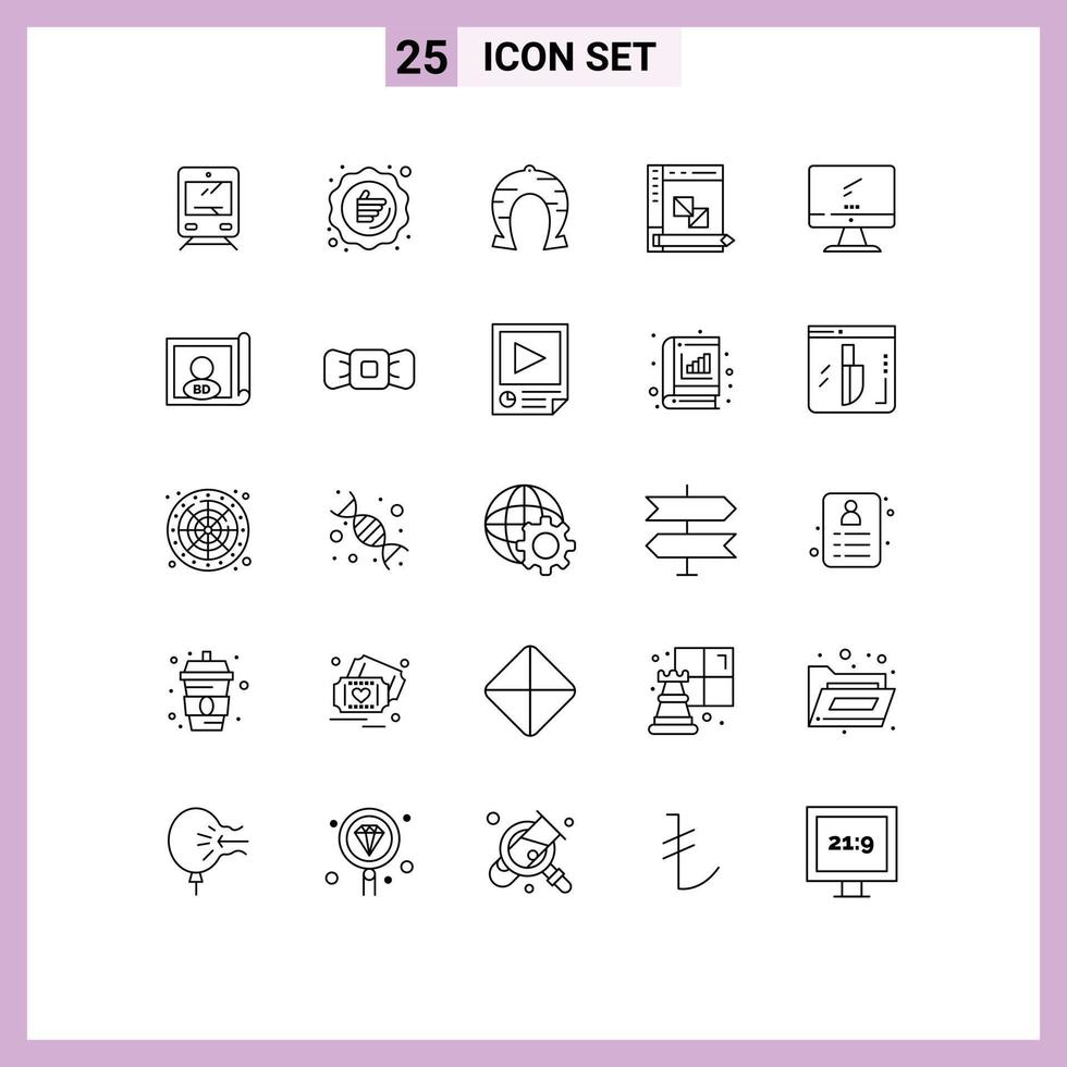 Mobile Interface Line Set Of 25 Pictograms Of Panel Develop Sale Coding Luck Editable Vector