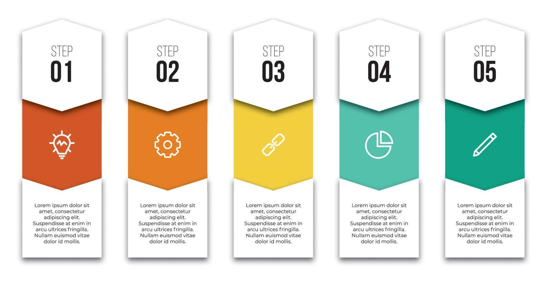 5 points or steps layout design with icons for infographic, brochure ...