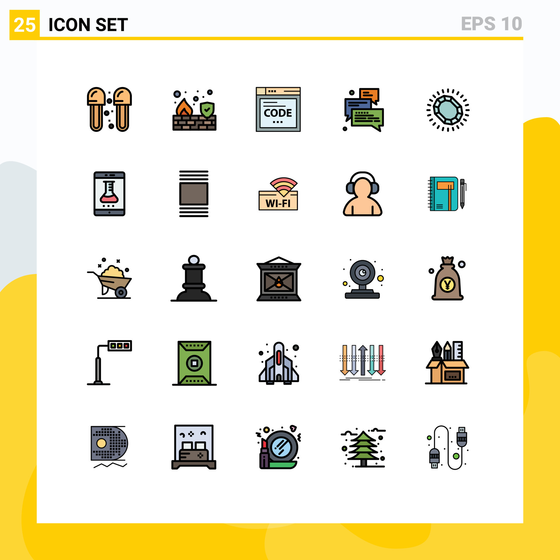 Editable Vector Line Pack of 25 Simple Filled line Flat Colors of arrow ...