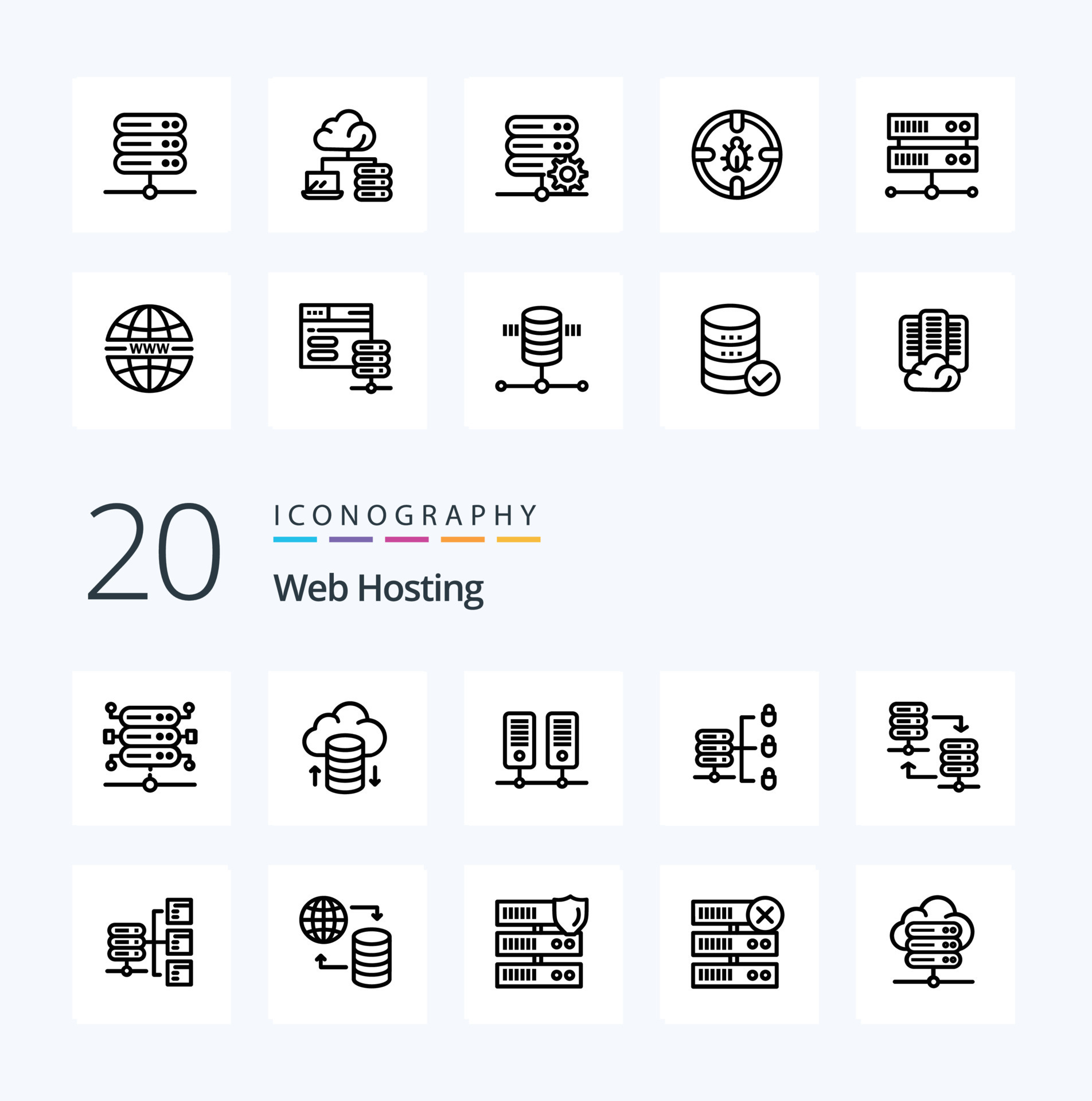 20 Web Hosting Line Icon Pack Like Server Security Secure Web Server 17179684 Vector Art At Vecteezy